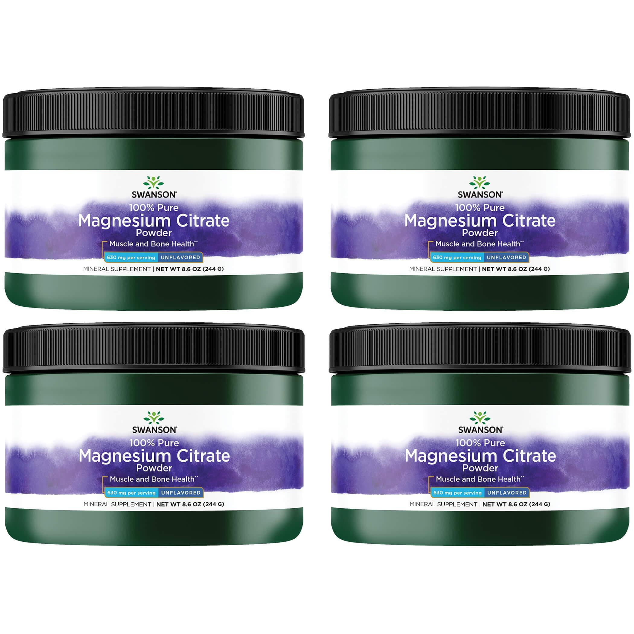 Swanson 100% Pure Magnesium Citrate Powder - Unflavored 4 Pack ...