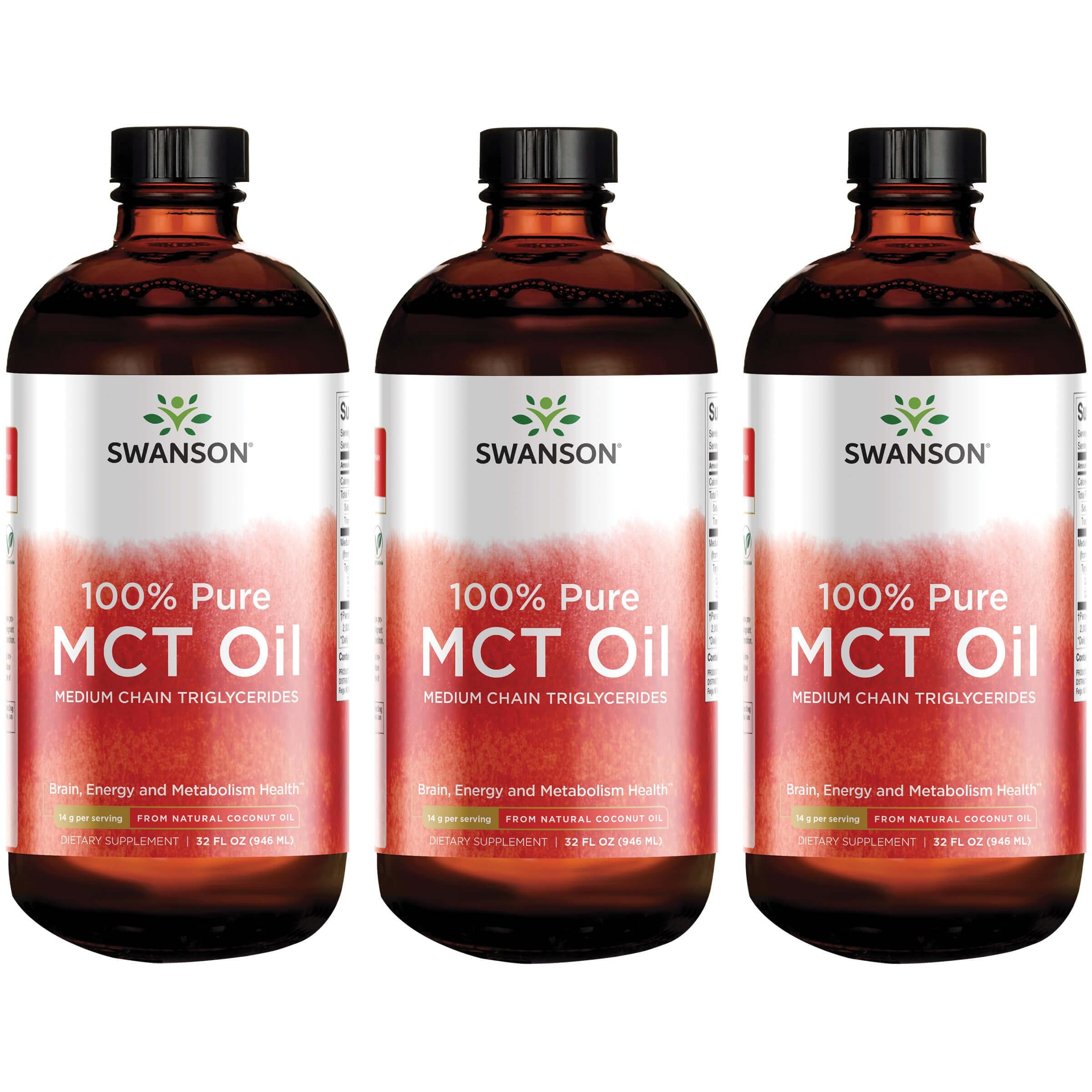 Swanson 100% Pure Mct Oil Medium Chain Triglycerides 14 g 32 fl oz Liq 3 Pack - Walmart.com