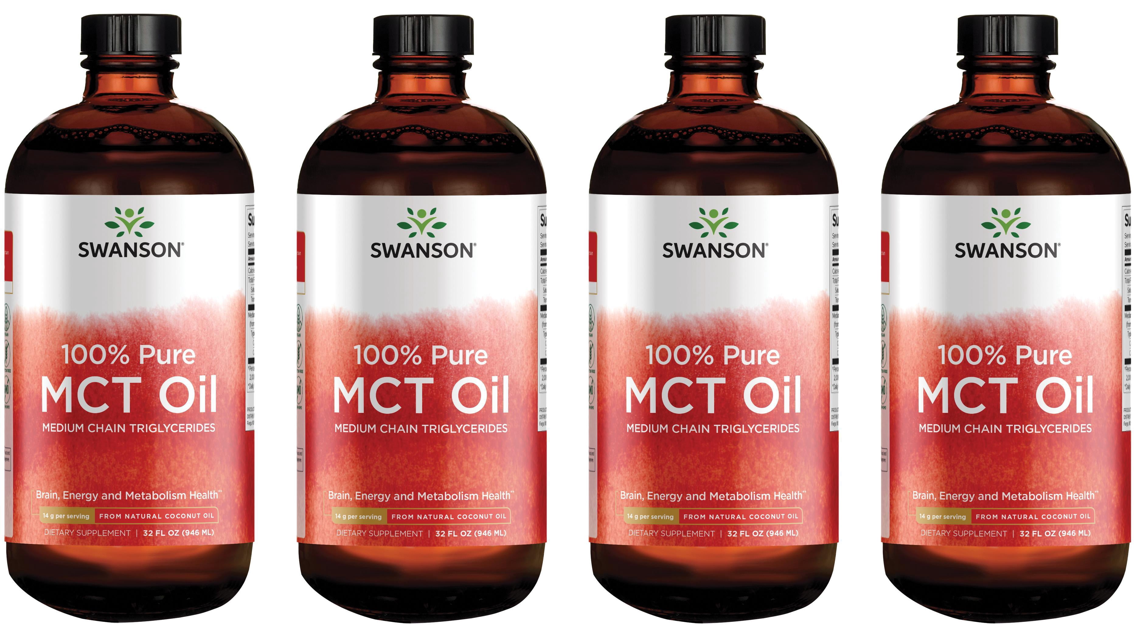 Swanson 100% Pure MCT Oil, 32 fl oz, 4 Pack, Medium Chain Triglycerides ...