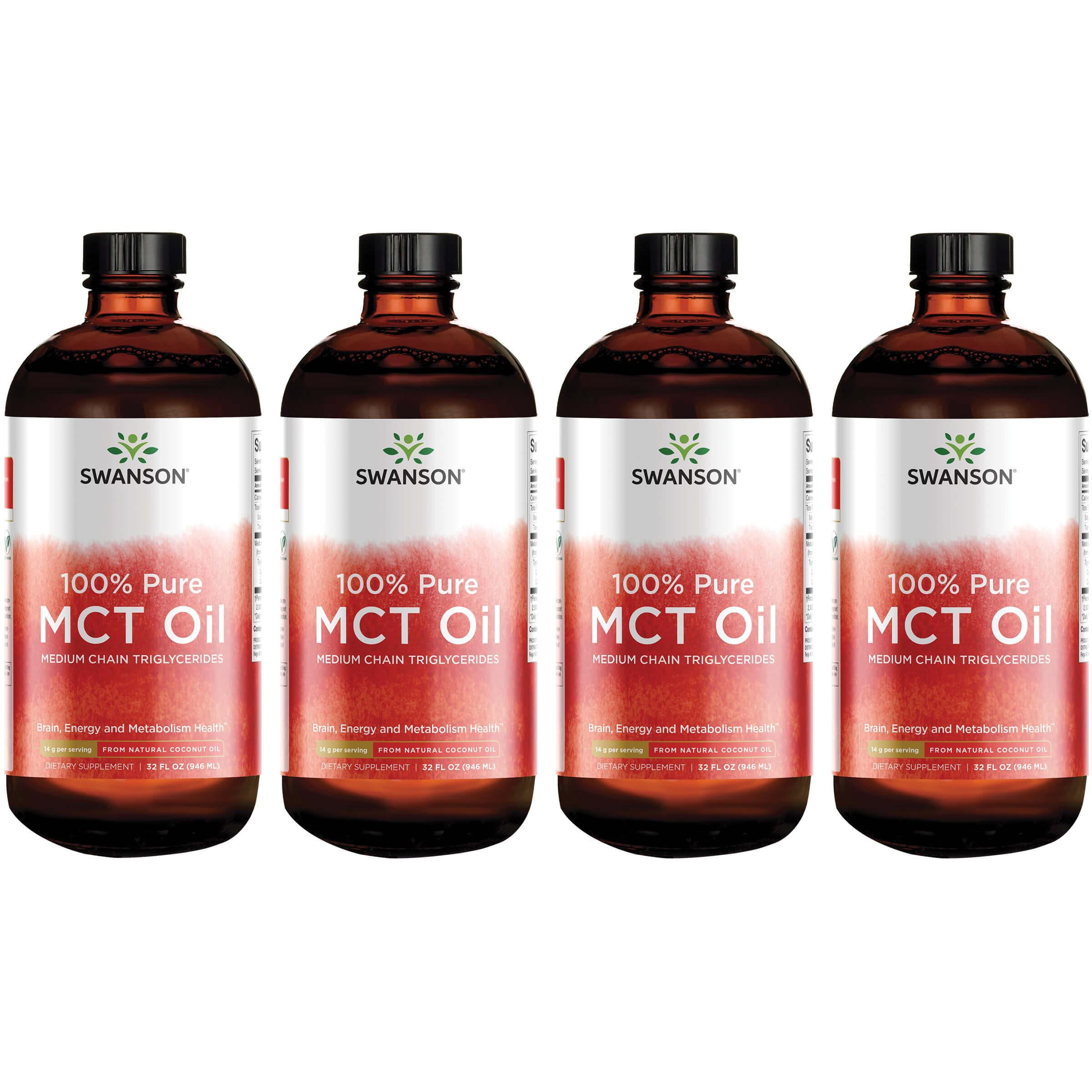 Swanson 100% Pure MCT Oil, 32 fl oz, 4 Pack, Medium Chain Triglycerides ...