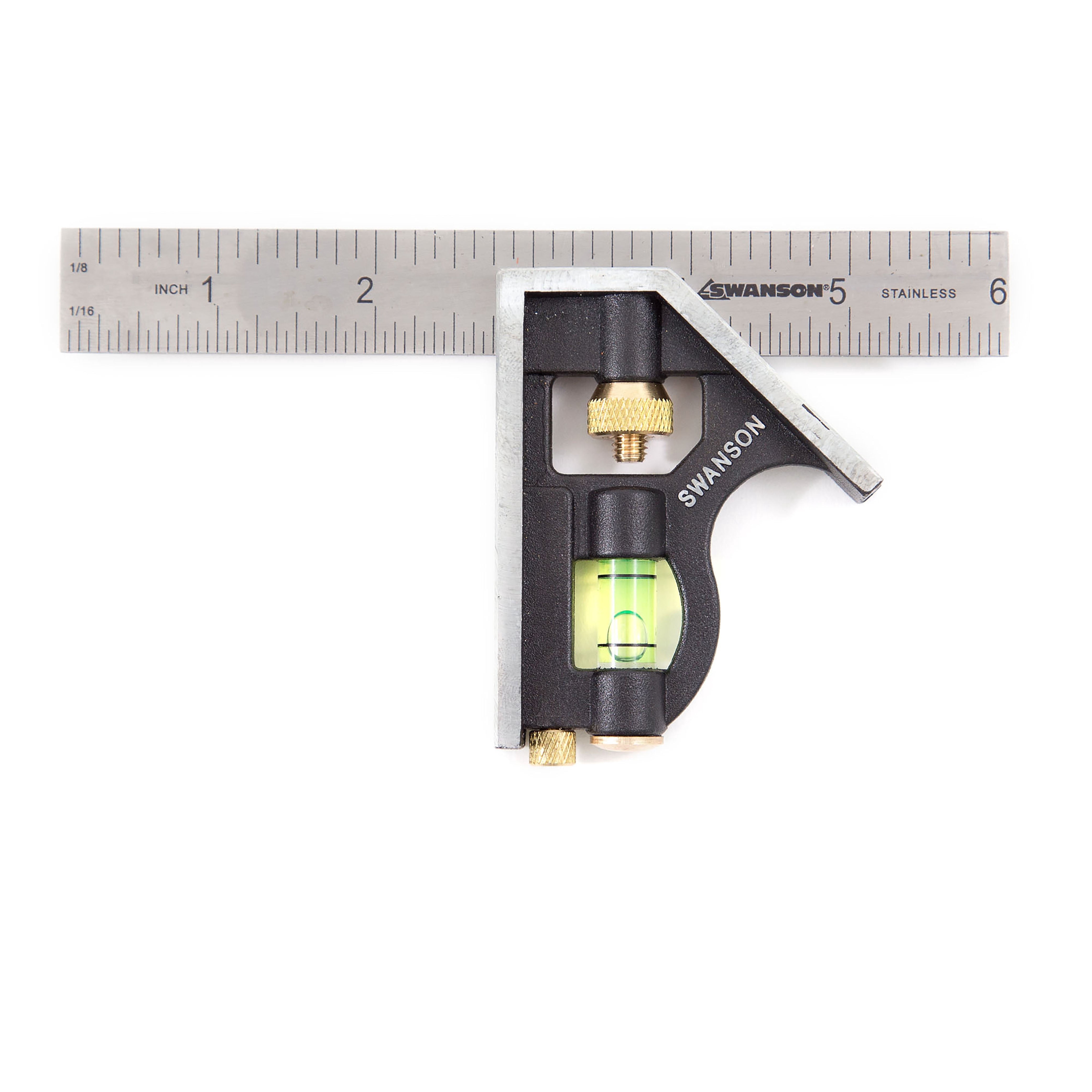 Swanson Tool Co 6" Pocket Stainless Steel Brass Combination Square with ...
