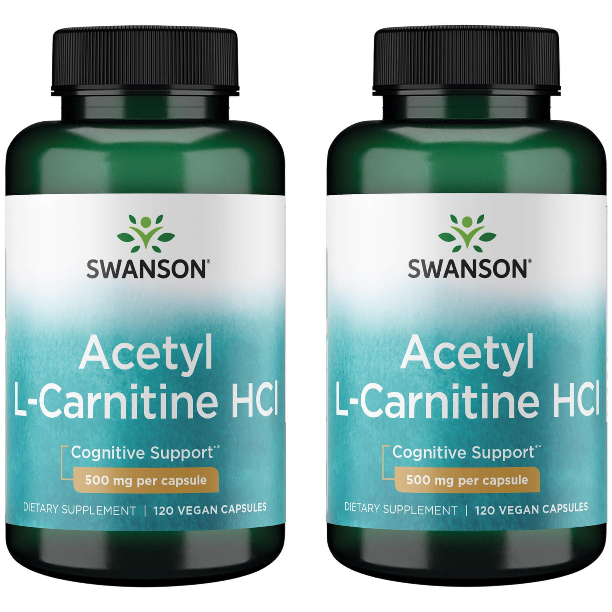 Swanson Acetyl L-Carnitine Hcl 500 mg 120 Veg Caps 2 Pack - Walmart.com