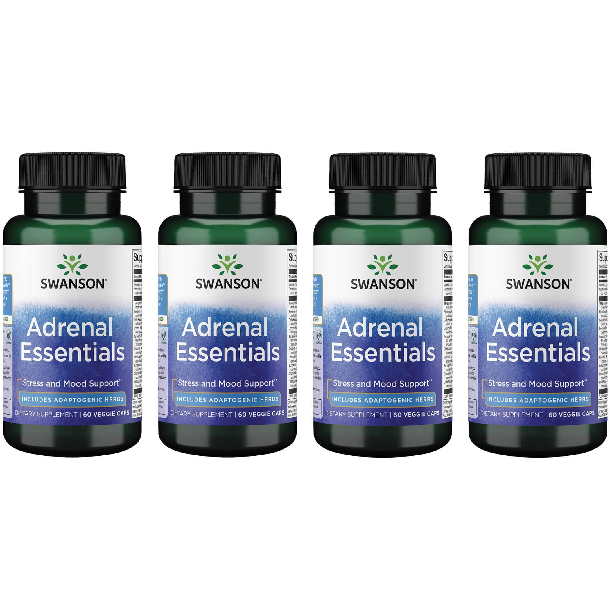 Swanson Adrenal Essentials 60 Veg Caps 4 Pack - Walmart.com