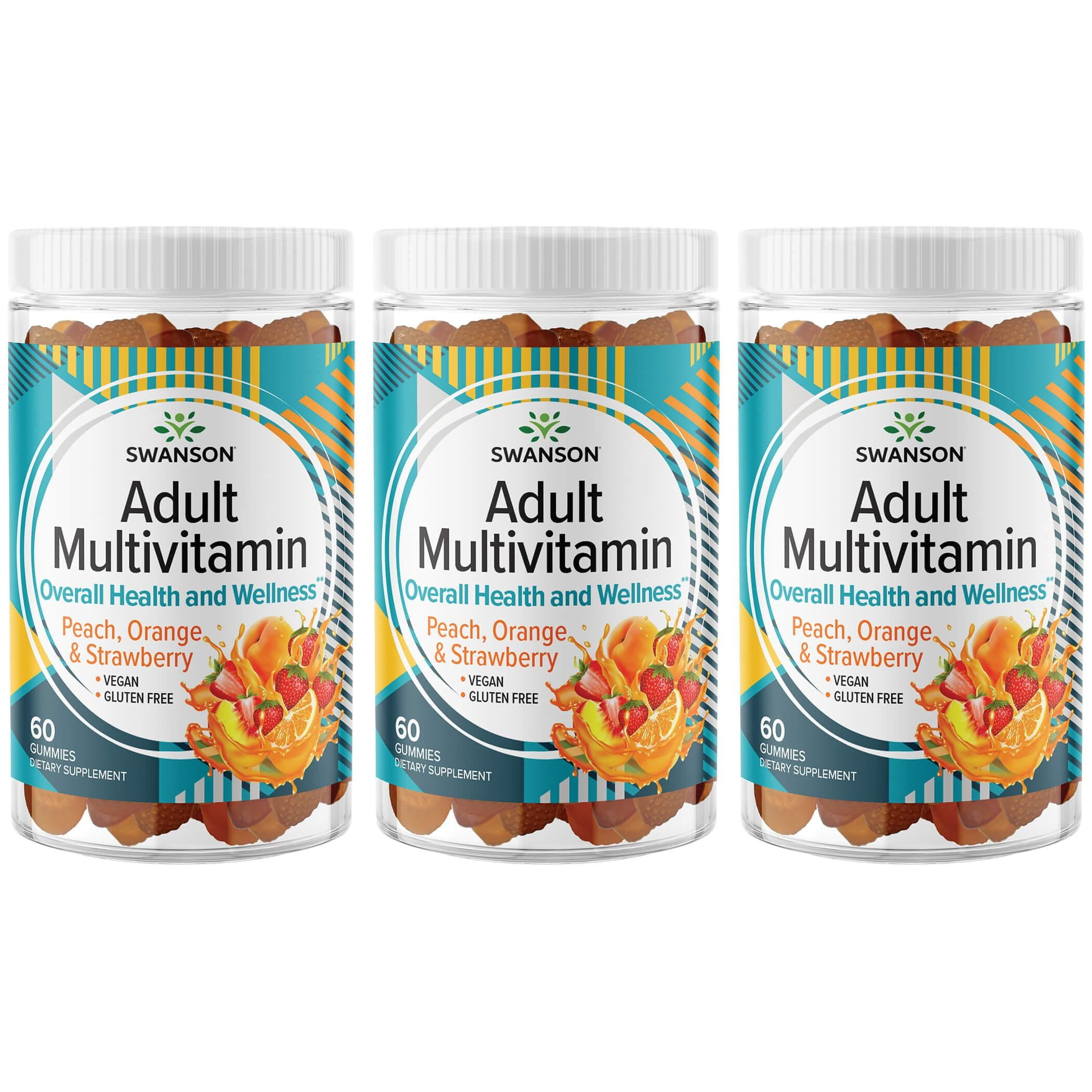 Swanson Adult Multivitamin Gummies - Orange, Cherry, Strawberry 3 Pack ...