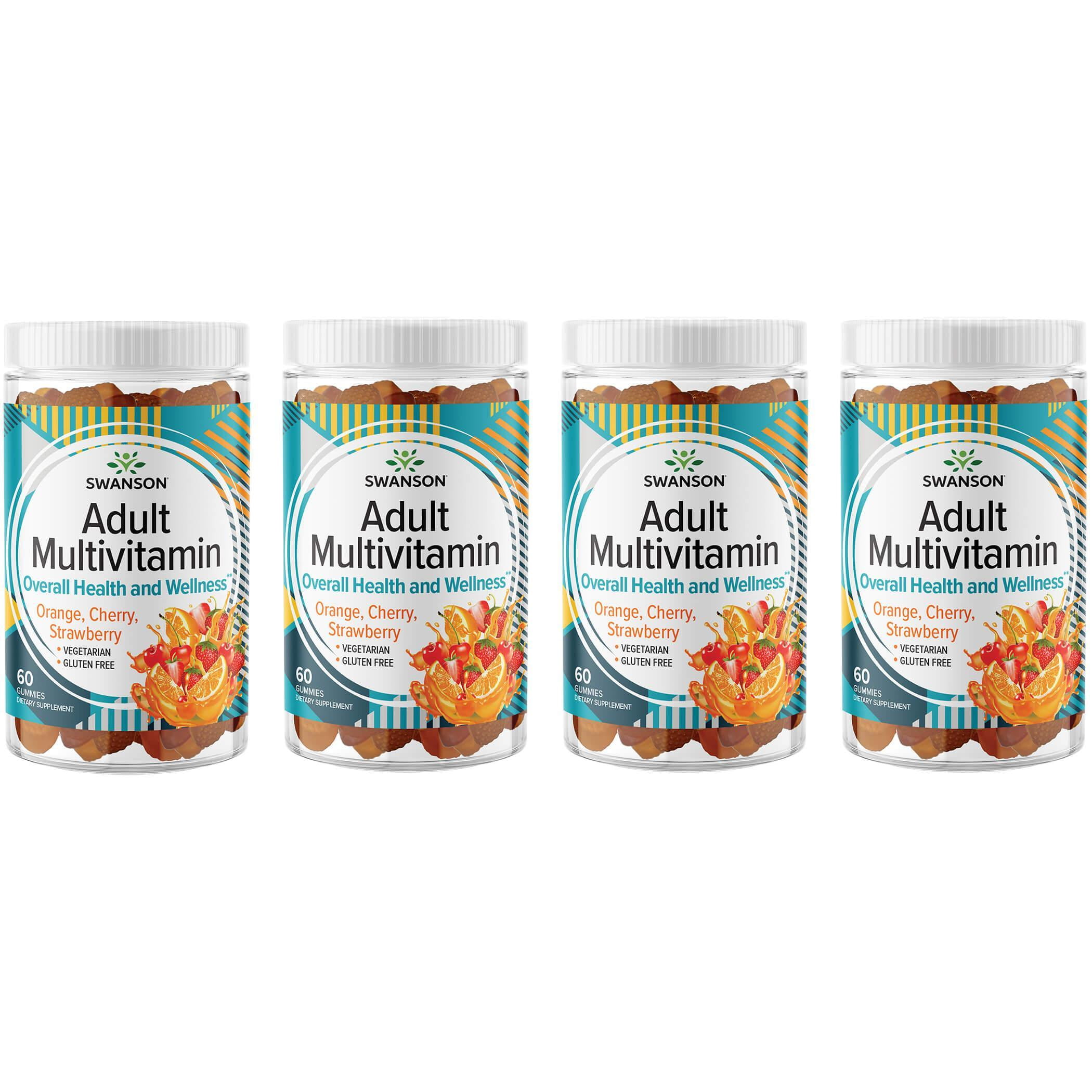 Swanson Adult Multivitamin Gummies - Orange, Cherry, Strawberry 4 Pack ...