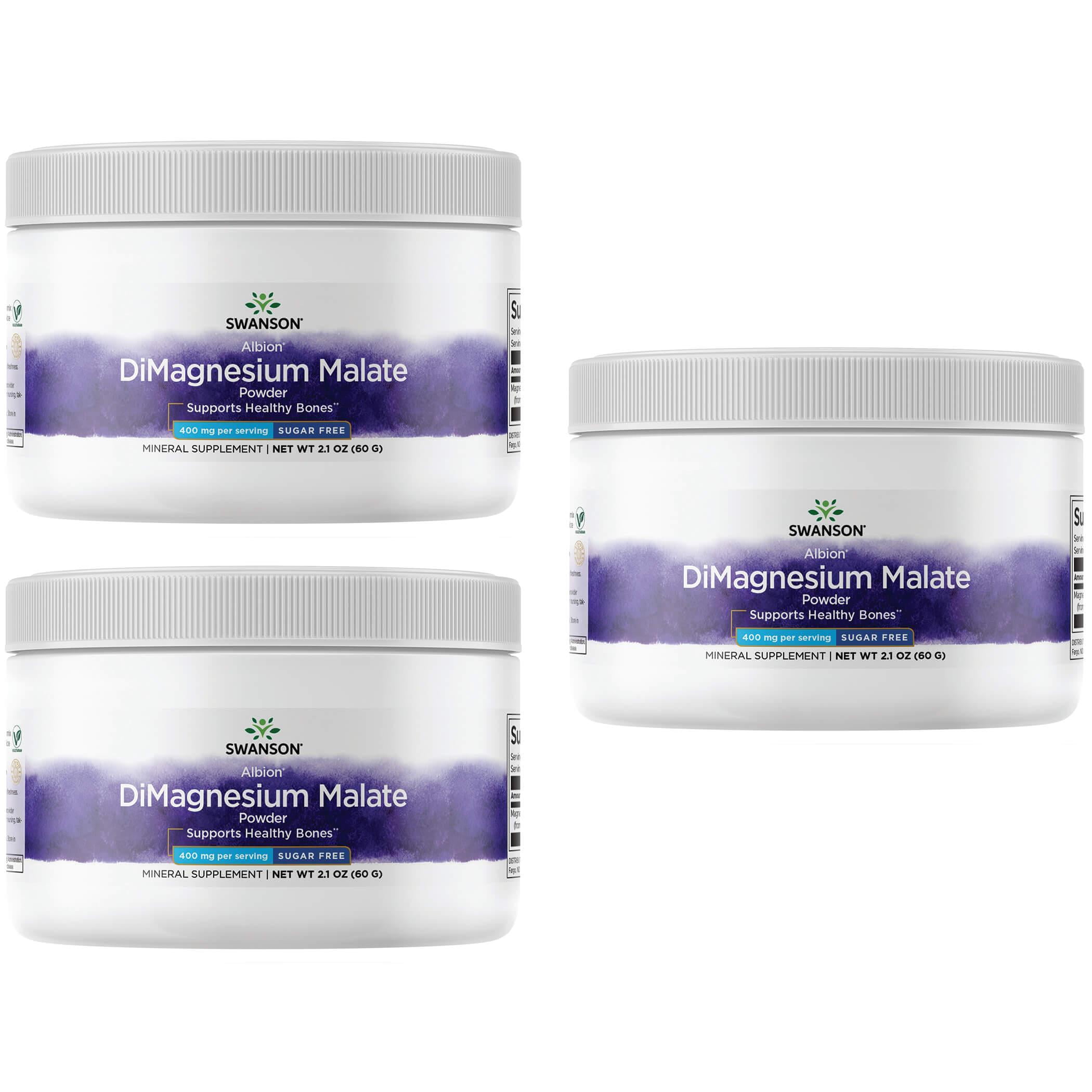Swanson Albion Dimagnesium Malate Powder 400 mg 2.1 oz Pwdr 3 Pack ...