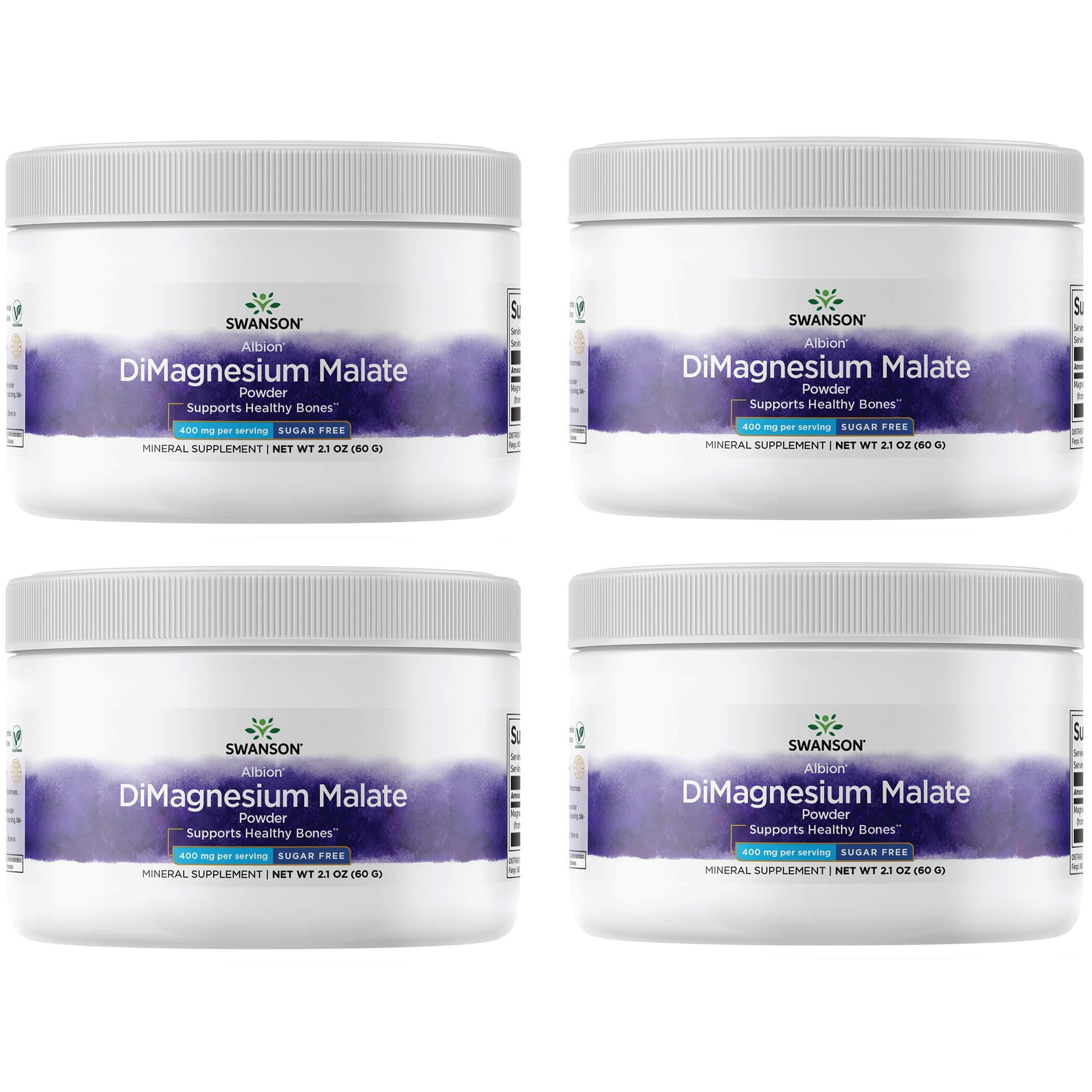 Swanson Albion Dimagnesium Malate Powder 400 mg 2.1 oz Pwdr 4 Pack ...
