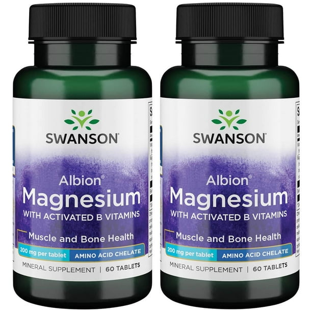 Swanson Albion Magnesium Glycinate with Activated B Vitamins 2 Pack ...