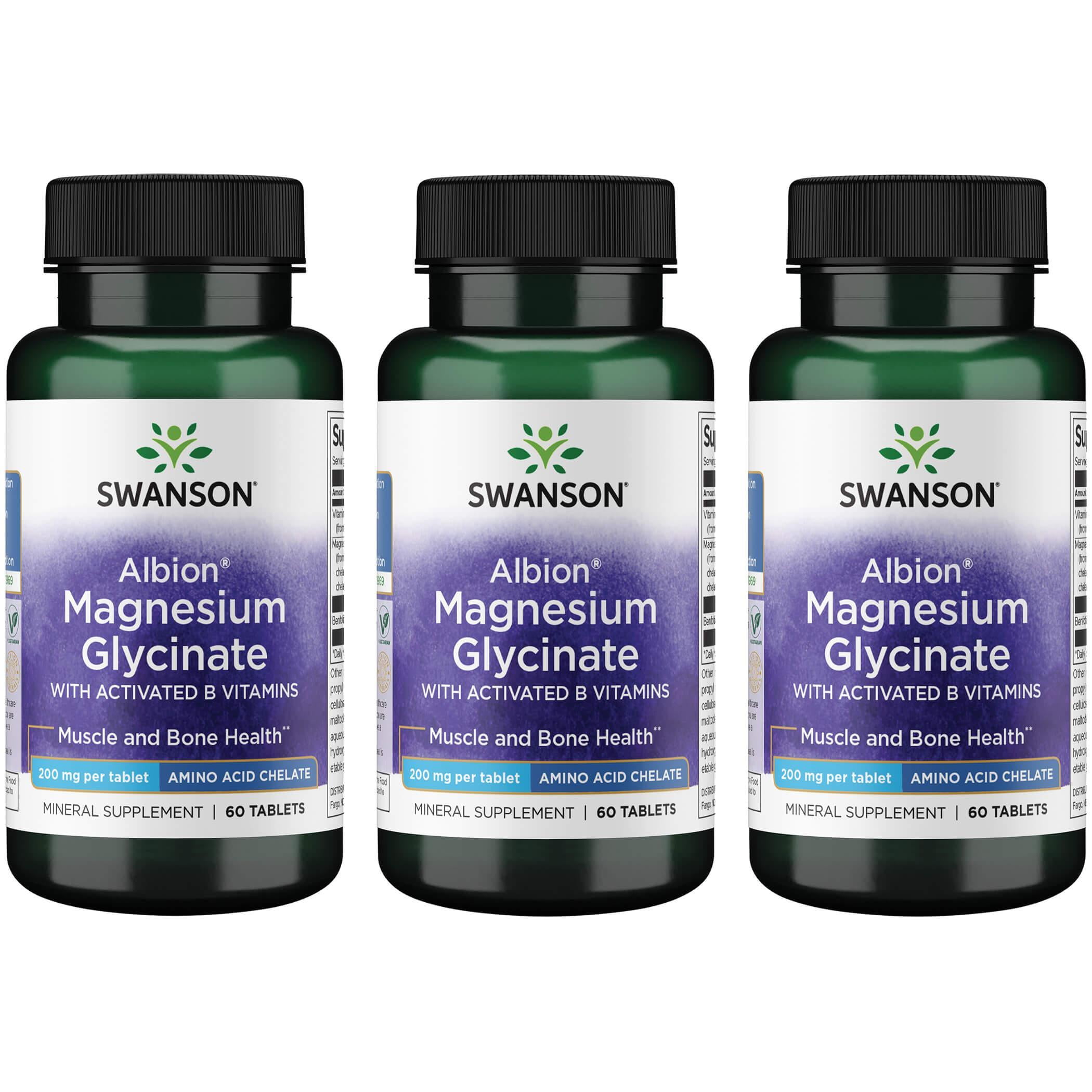 Swanson Albion Magnesium Glycinate with Activated B Vitamins 3 Pack ...