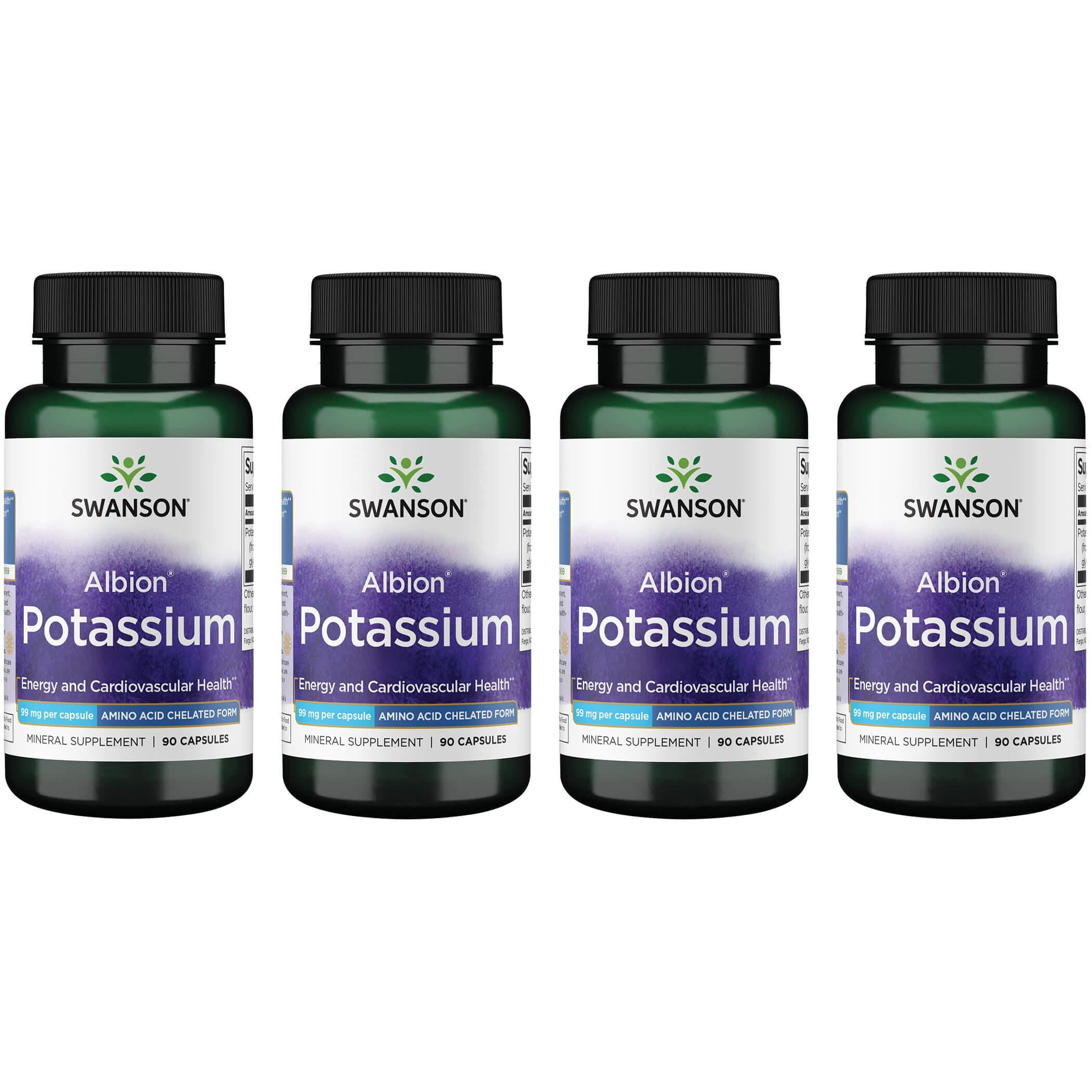 Swanson Albion Potassium 99 mg Capsules, Electrolyte Mineral for ...