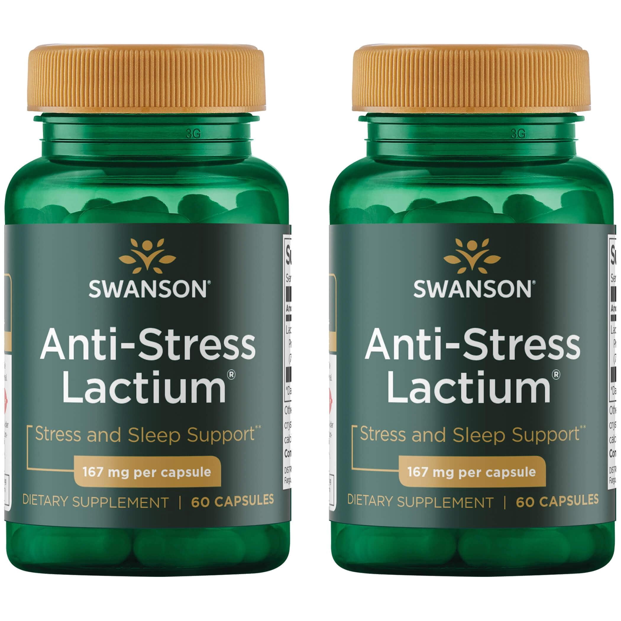 Swanson Anti-Stress Lactium 167 mg 60 Caps 2 Pack - Walmart.com