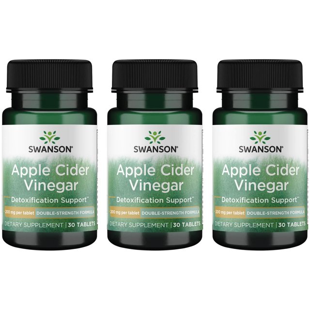 Swanson Apple Cider Vinegar - Double Strength Formula 200 mg 30 Tabs 3 ...