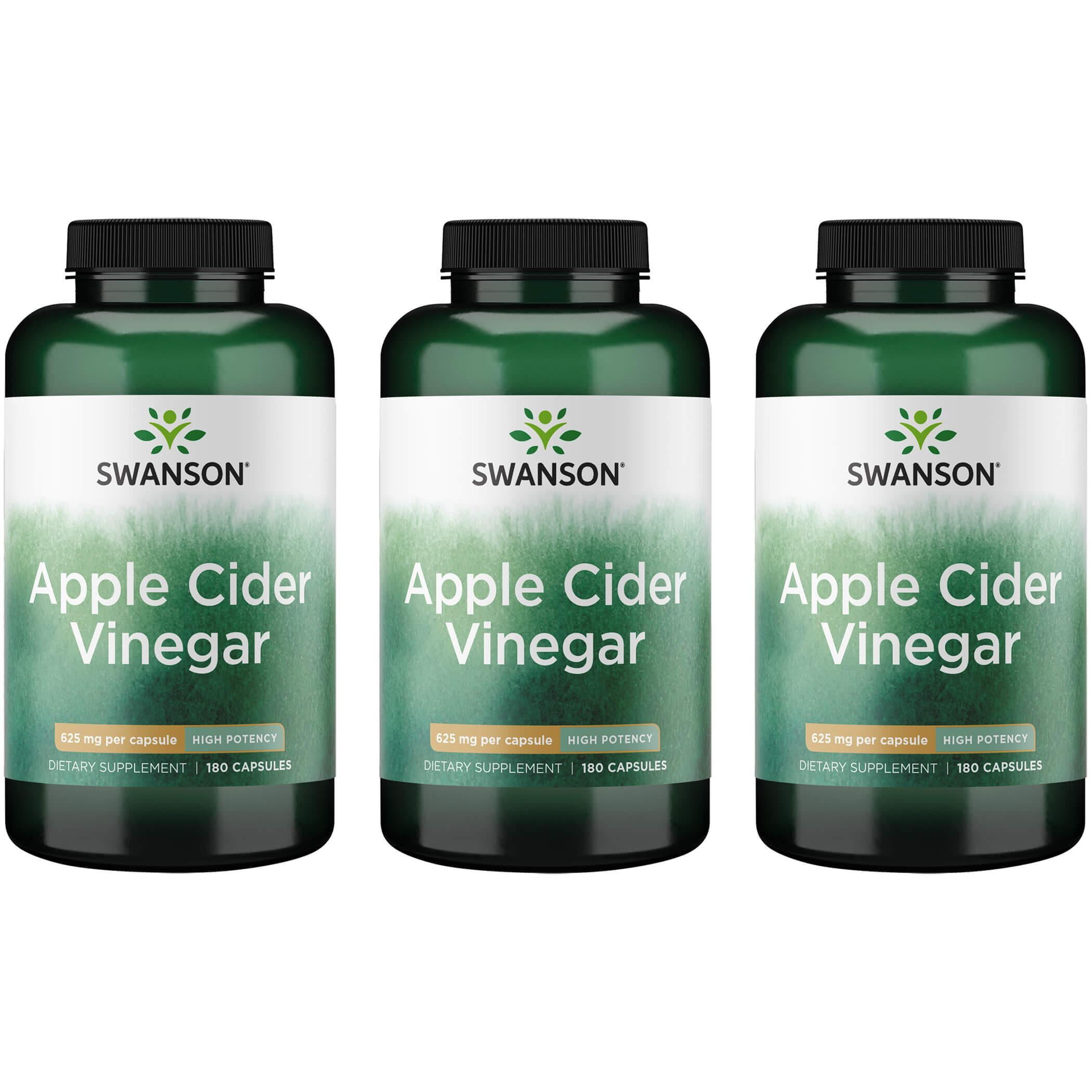 Swanson Apple Cider Vinegar - Higher Strength 625 mg 180 Vegan Caps 3 ...