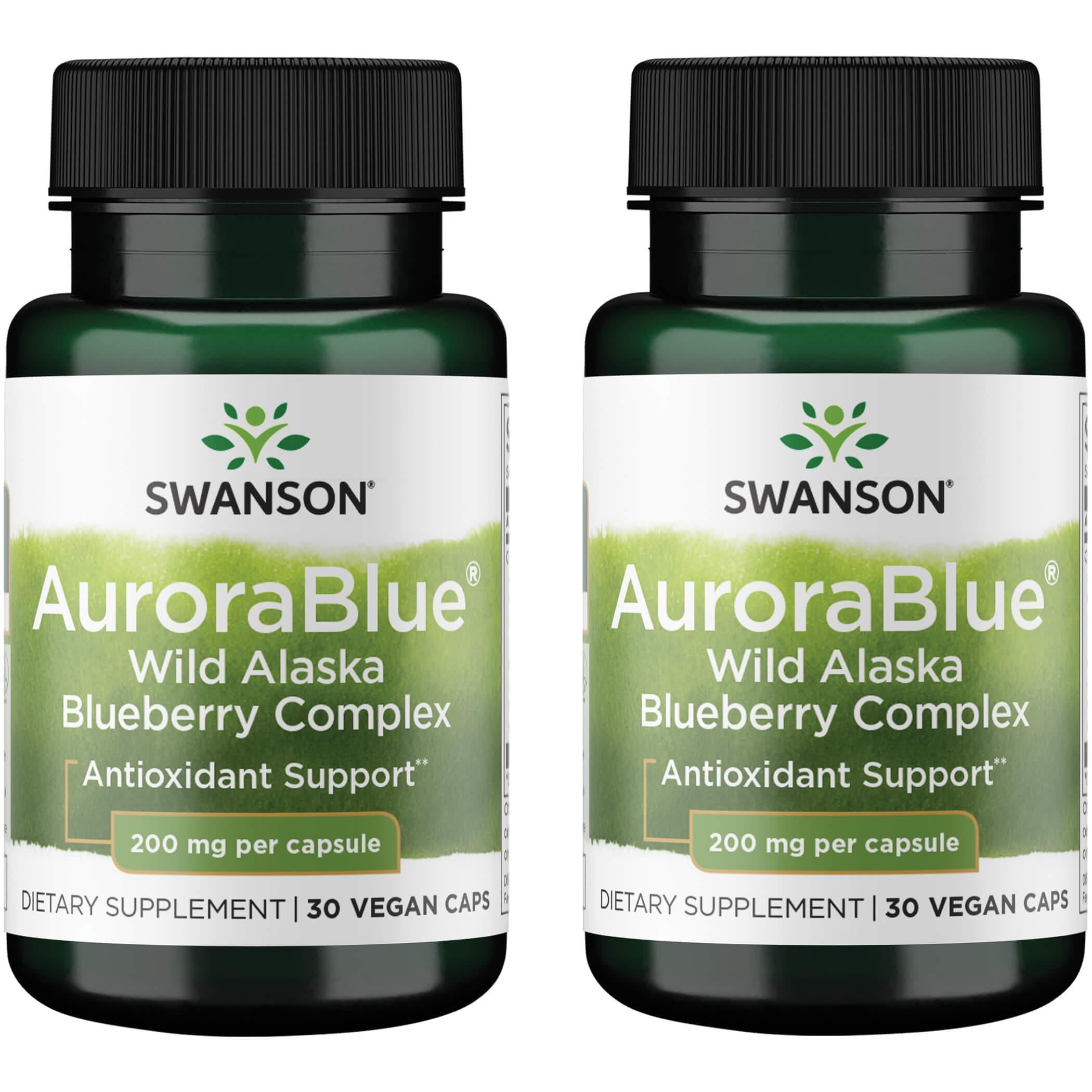 Swanson Aurorablue Wild Alaska Blueberry Complex 200 mg 30 Vegan Caps 2 ...