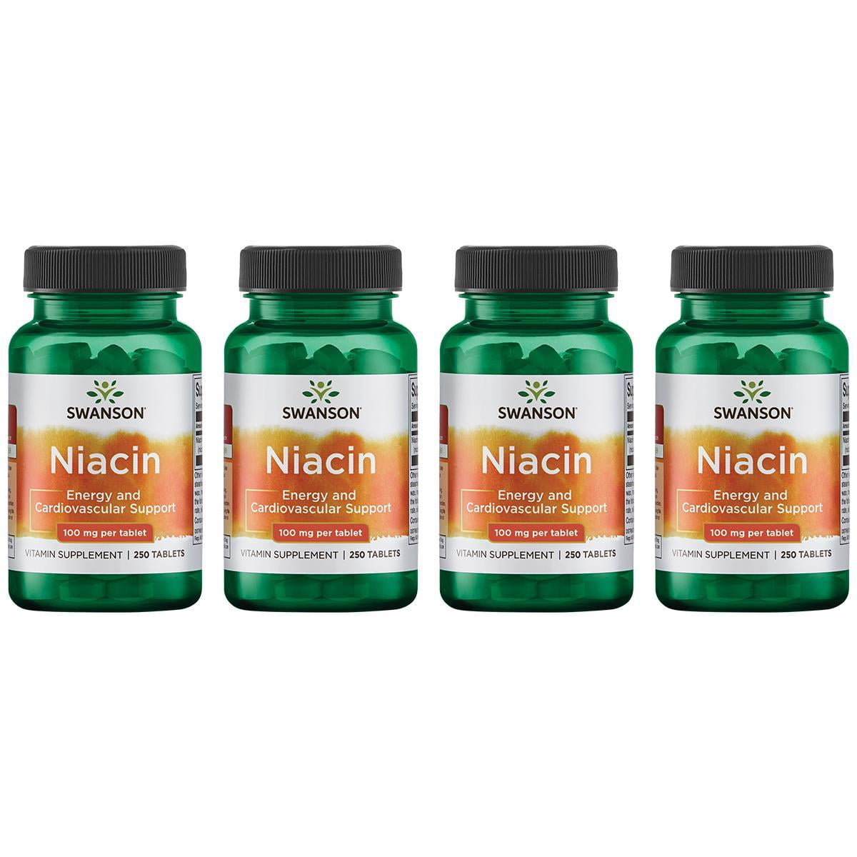 Swanson Niacin 100 mg OTC Supplement, 250 Tabs 4 Pack for Heart Health ...