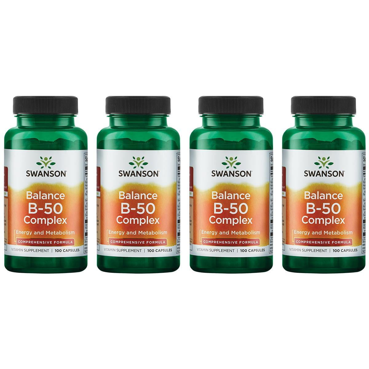 Swanson Balance B-50 Complex for Cardiovascular, Mental Health & Energy Metabolism, 100 Caps 4 ...