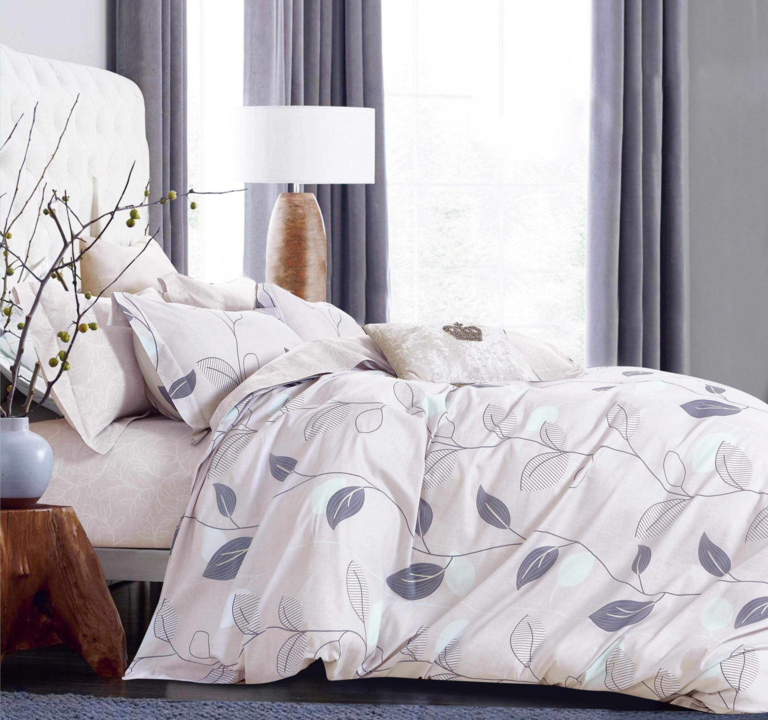 Swanson Beddings Elegant Leaves 3-Piece 100% Cotton Bedding Set: Duvet ...