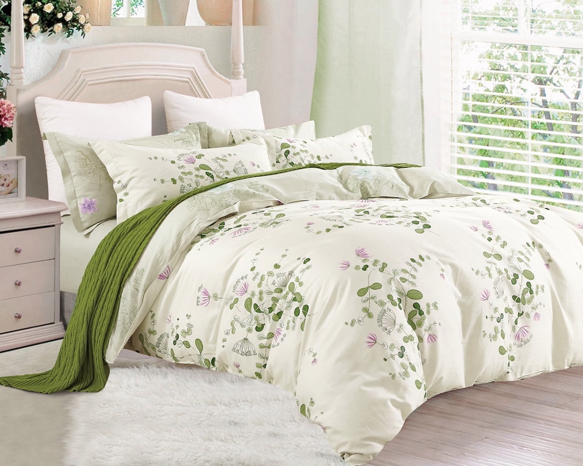 Swanson Beddings Graceful Floral Print 3-Piece 100% Cotton Bedding Set ...