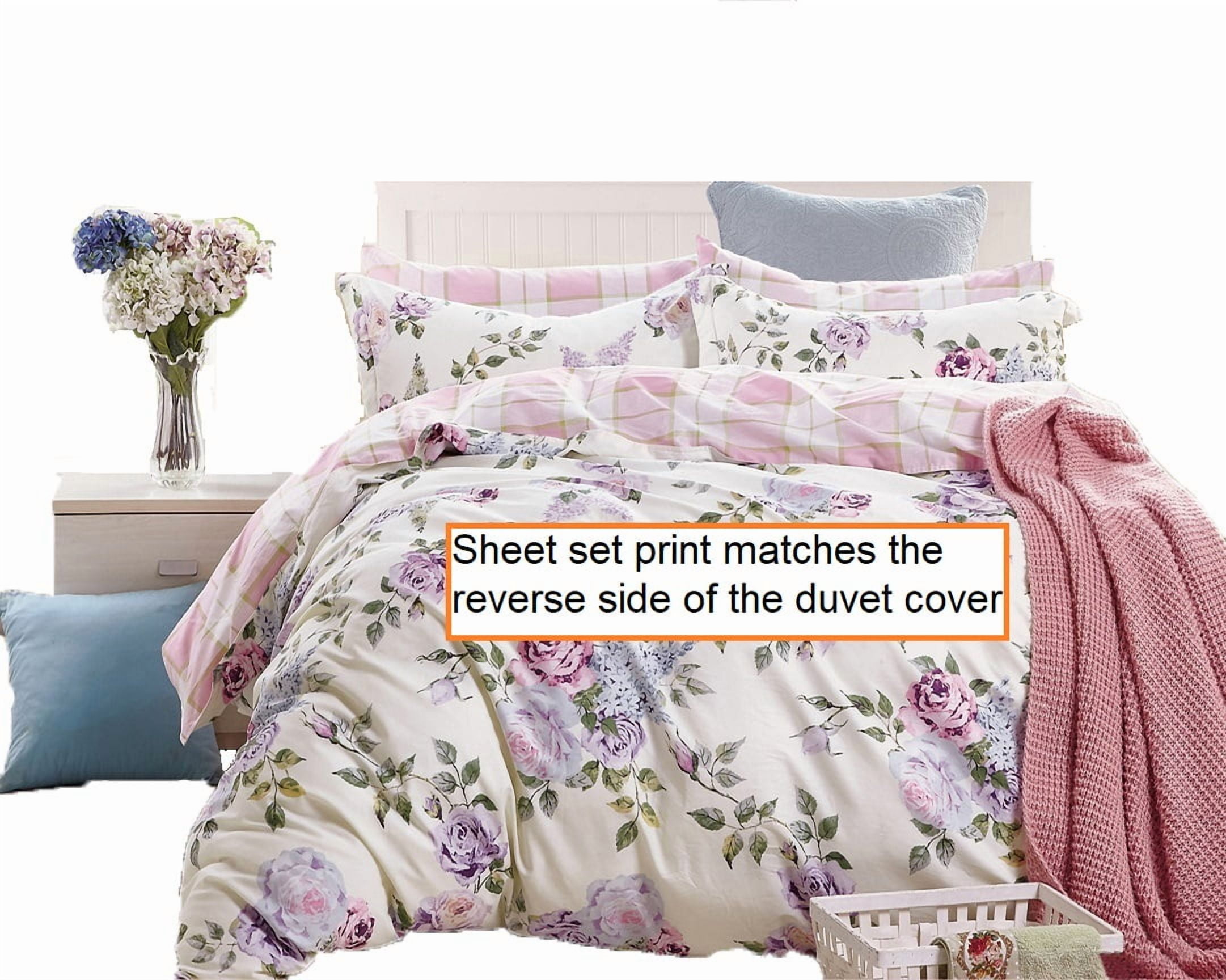 Swanson Beddings Pink Checker 100% Cotton Sheet Set: Fitted Sheet, Flat ...