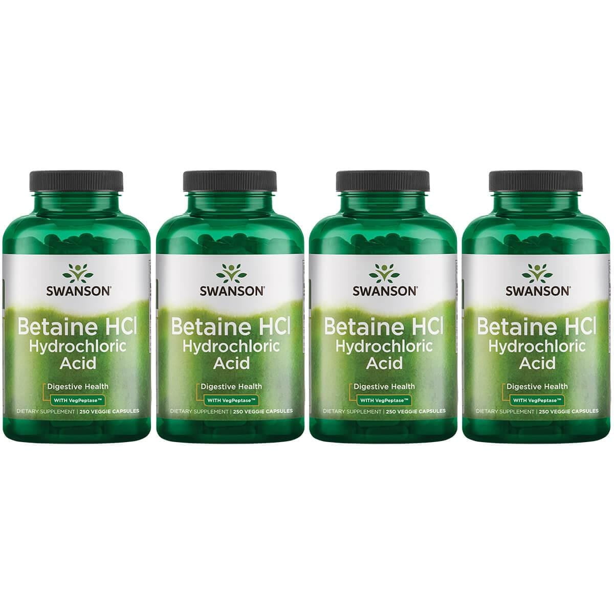 Swanson Betaine Hcl Hydrochloric Acid with Vegpeptase 250 Veg Caps 4 ...