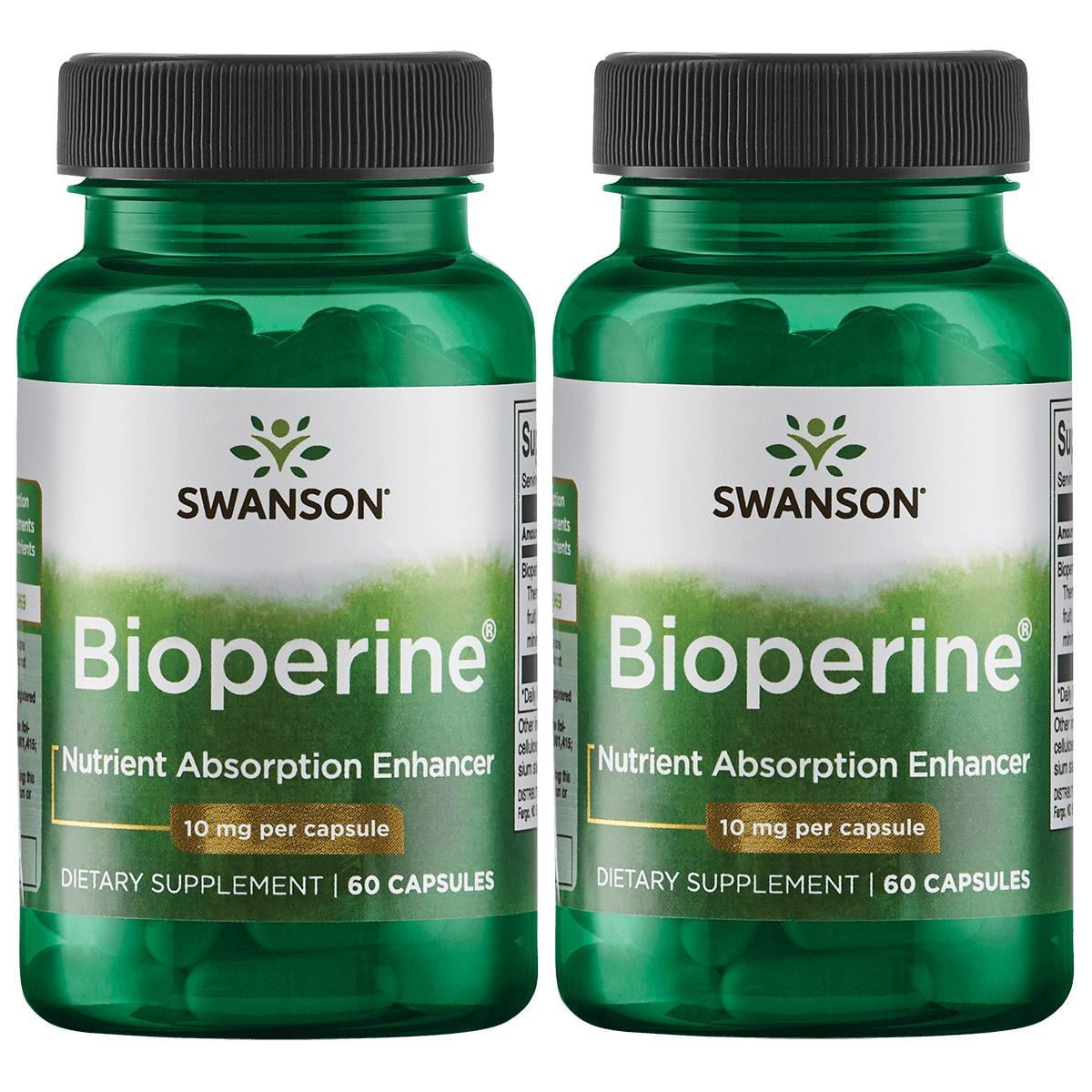 Swanson Bioperine 10 mg Nutrient Absorption Enhancer, 60 Capsules, 2 ...