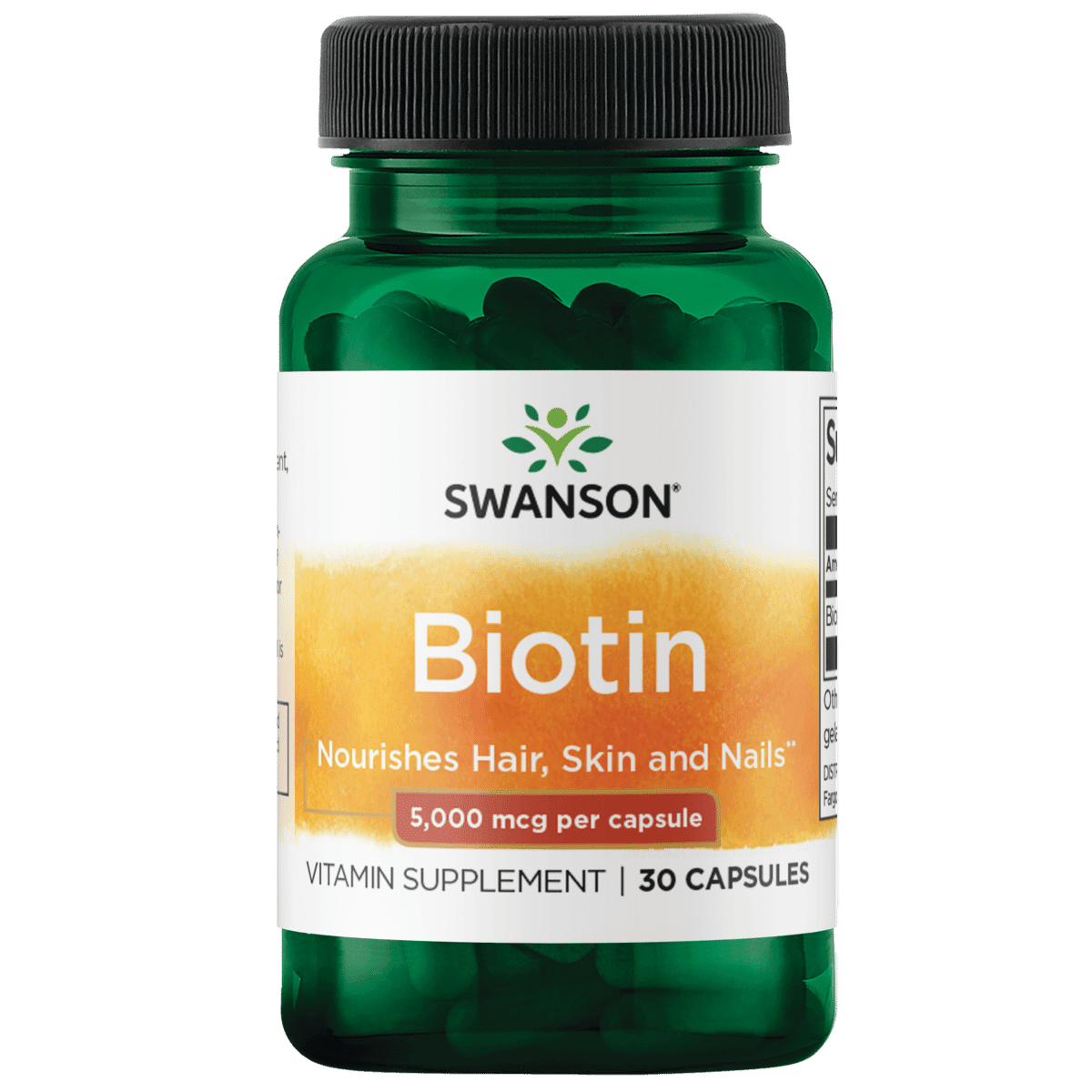 Swanson Biotin 5,000 Mcg - Healthy Hair, Skin & Nails, Energy Supply ...