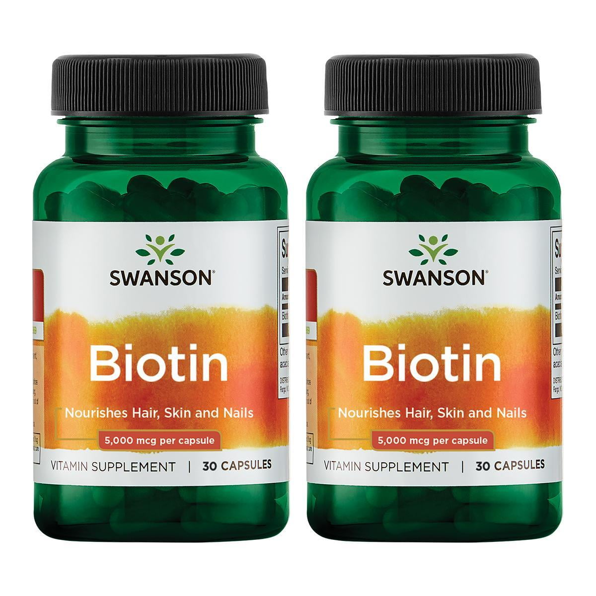 Swanson Biotin 5,000 mcg 30 Vegan Caps 2 Pack - Walmart.com