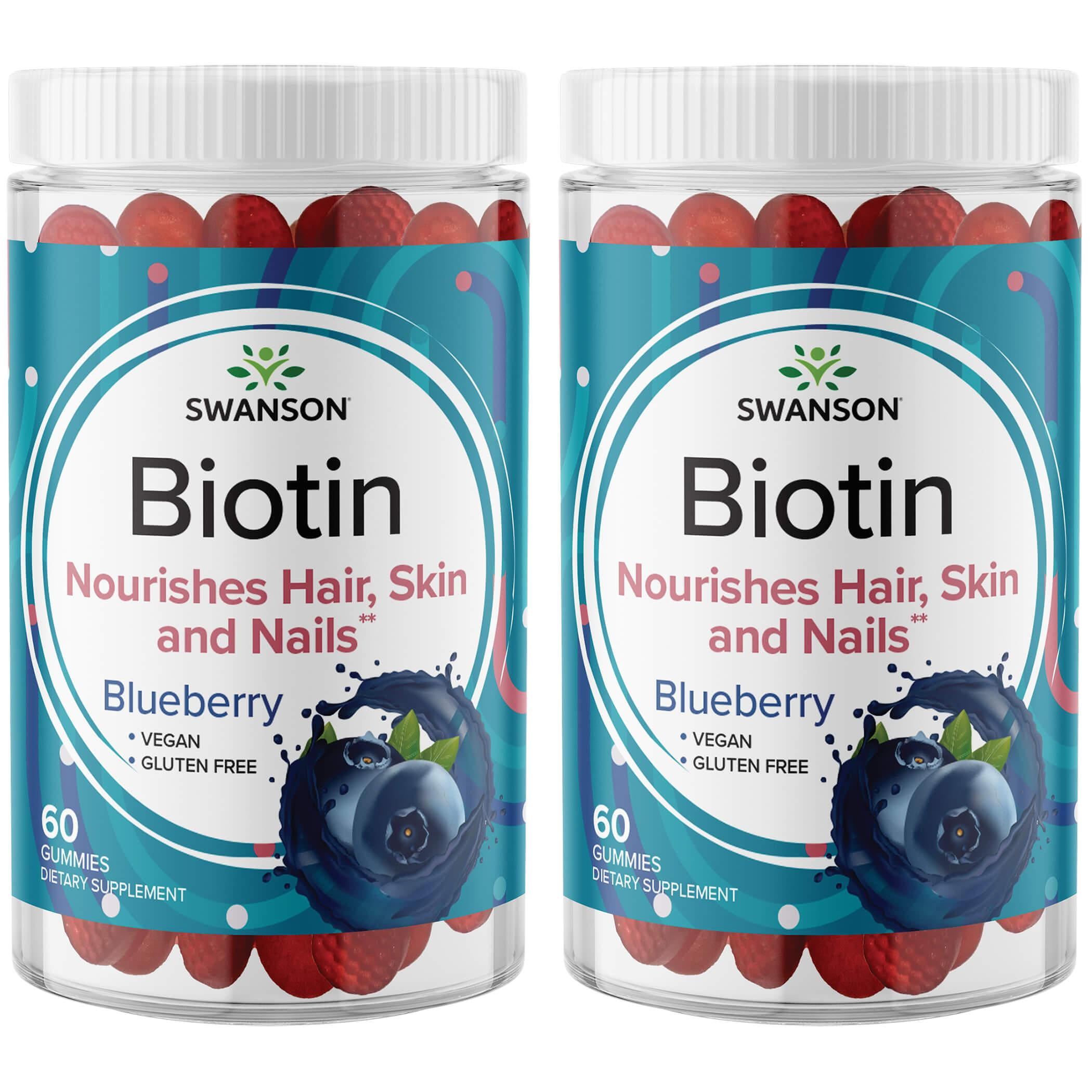 Swanson Biotin Gummies - Blueberry 2,500 mcg 60 Gummies 2 Pack ...