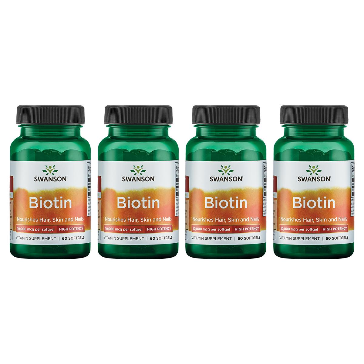 Swanson Biotin - High Potency 10,000 mcg 60 Sgels 4 Pack - Walmart.com