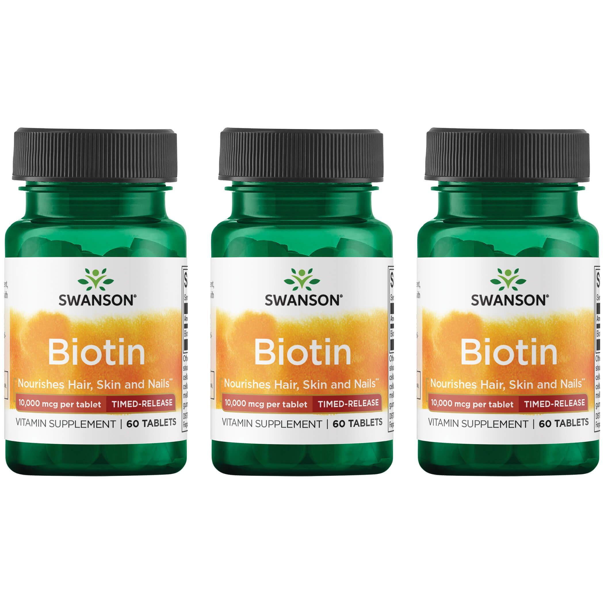 Swanson Biotin - Timed-Release 10,000 mcg 60 Tabs 3 Pack - Walmart.com