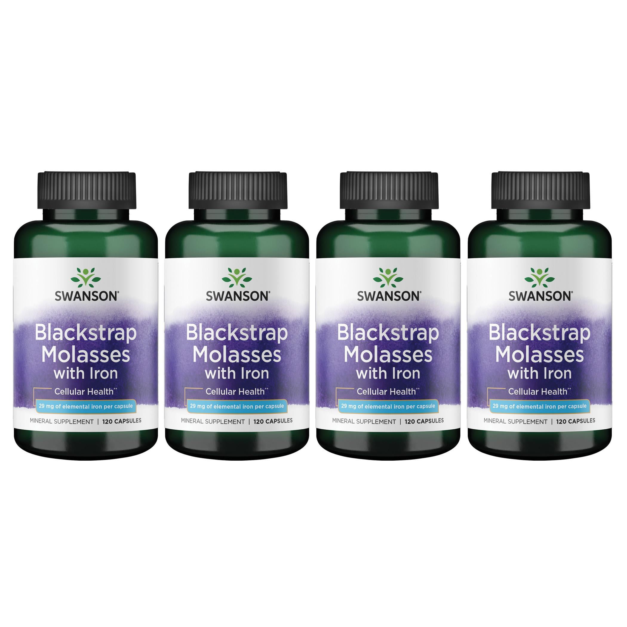 Swanson Blackstrap Molasses with Iron 29 mg 120 Caps 4 Pack - Walmart.com