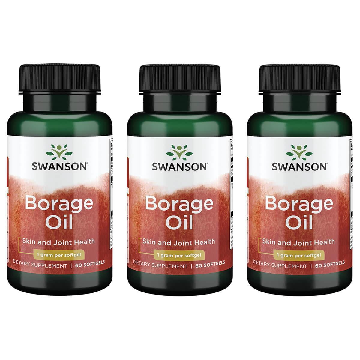 Swanson Borage Oil Supplements, 1g Softgels, 60 Count, 3 Pack - Walmart.com