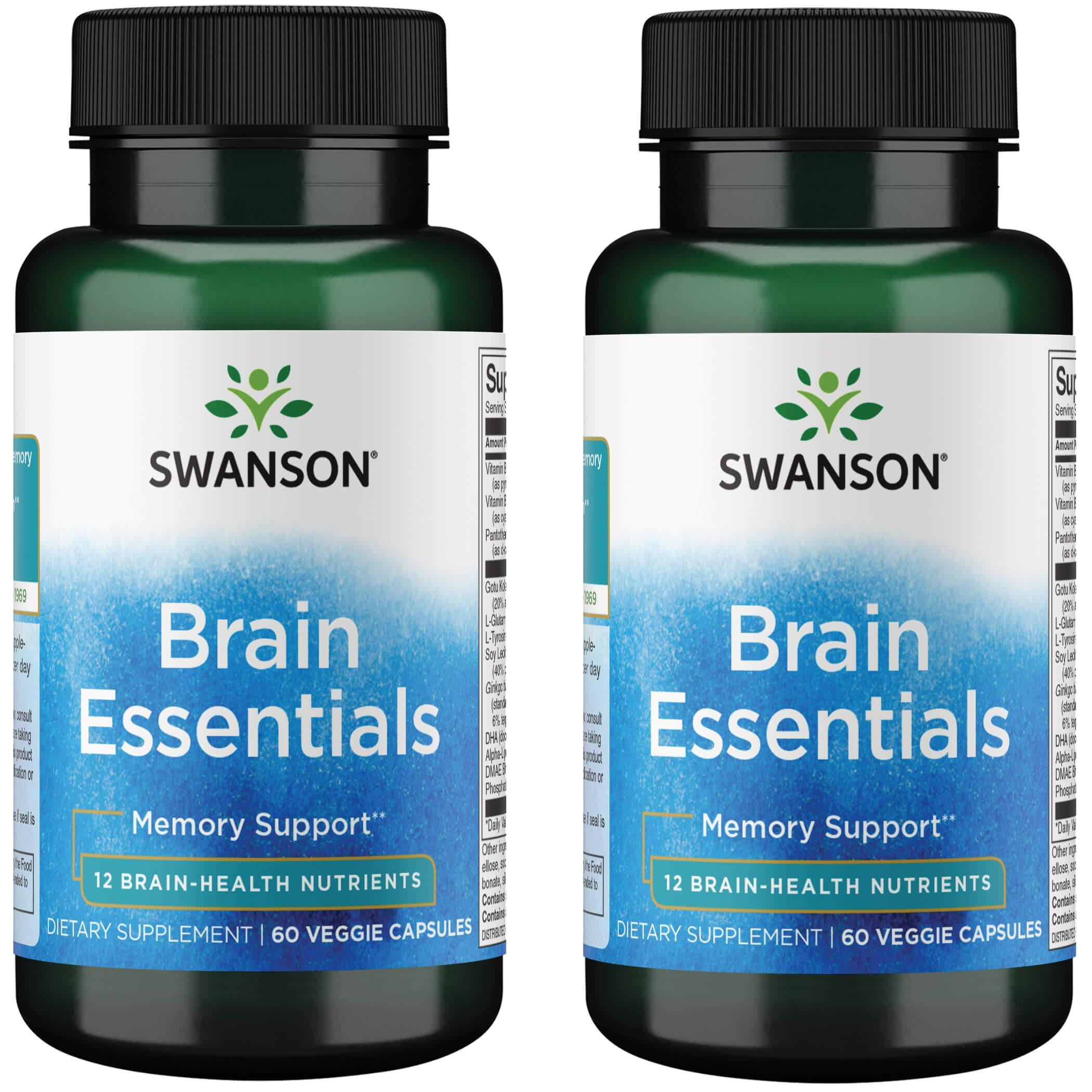 Swanson Brain Essentials 60 Veg Caps 2 Pack - Walmart.com