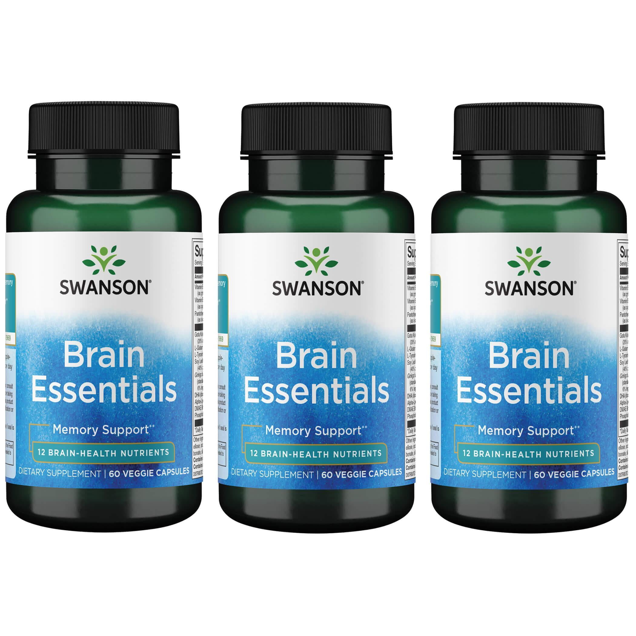 Swanson Brain Essentials 60 Veg Caps 3 Pack - Walmart.com