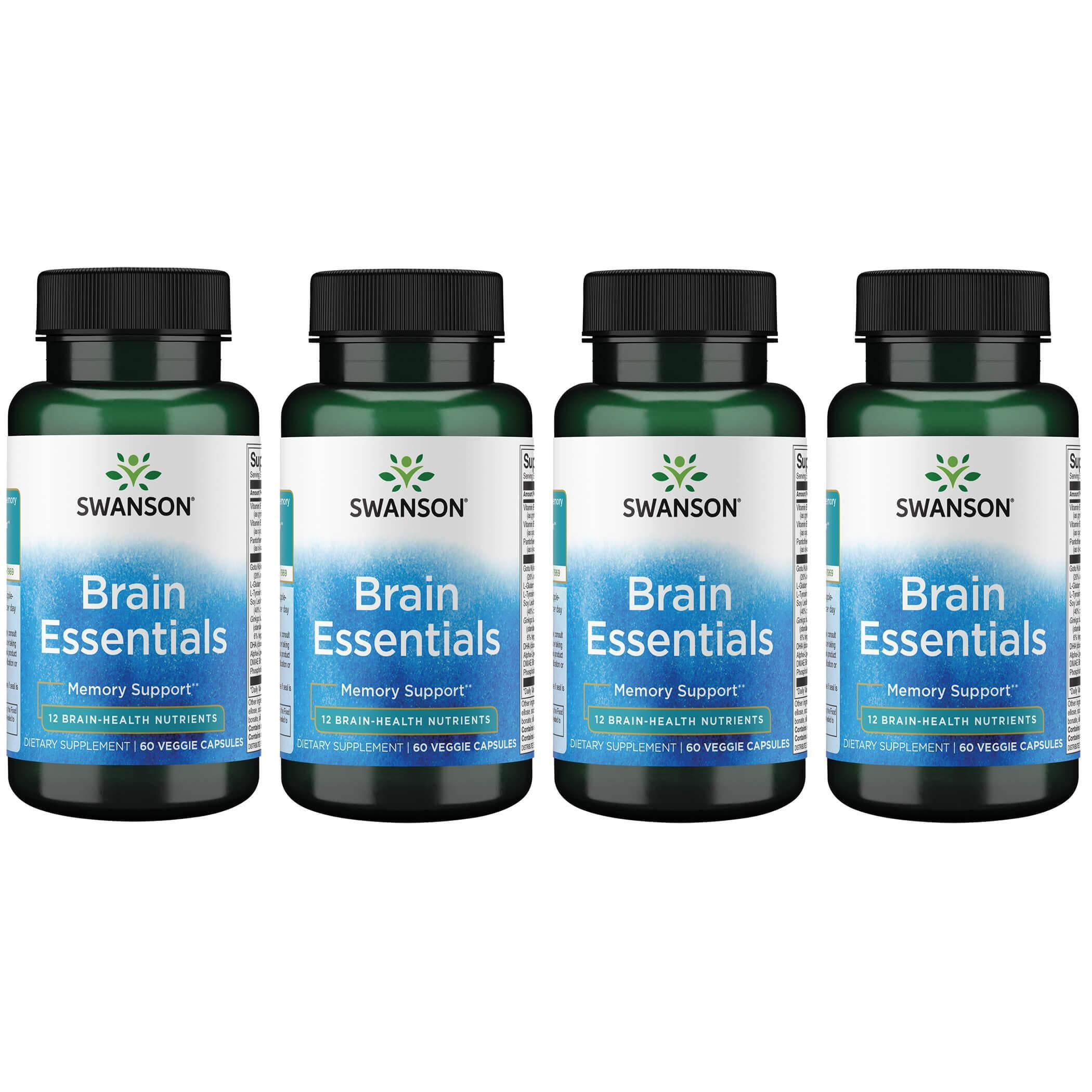 Swanson Brain Essentials 60 Veg Caps 4 Pack - Walmart.com