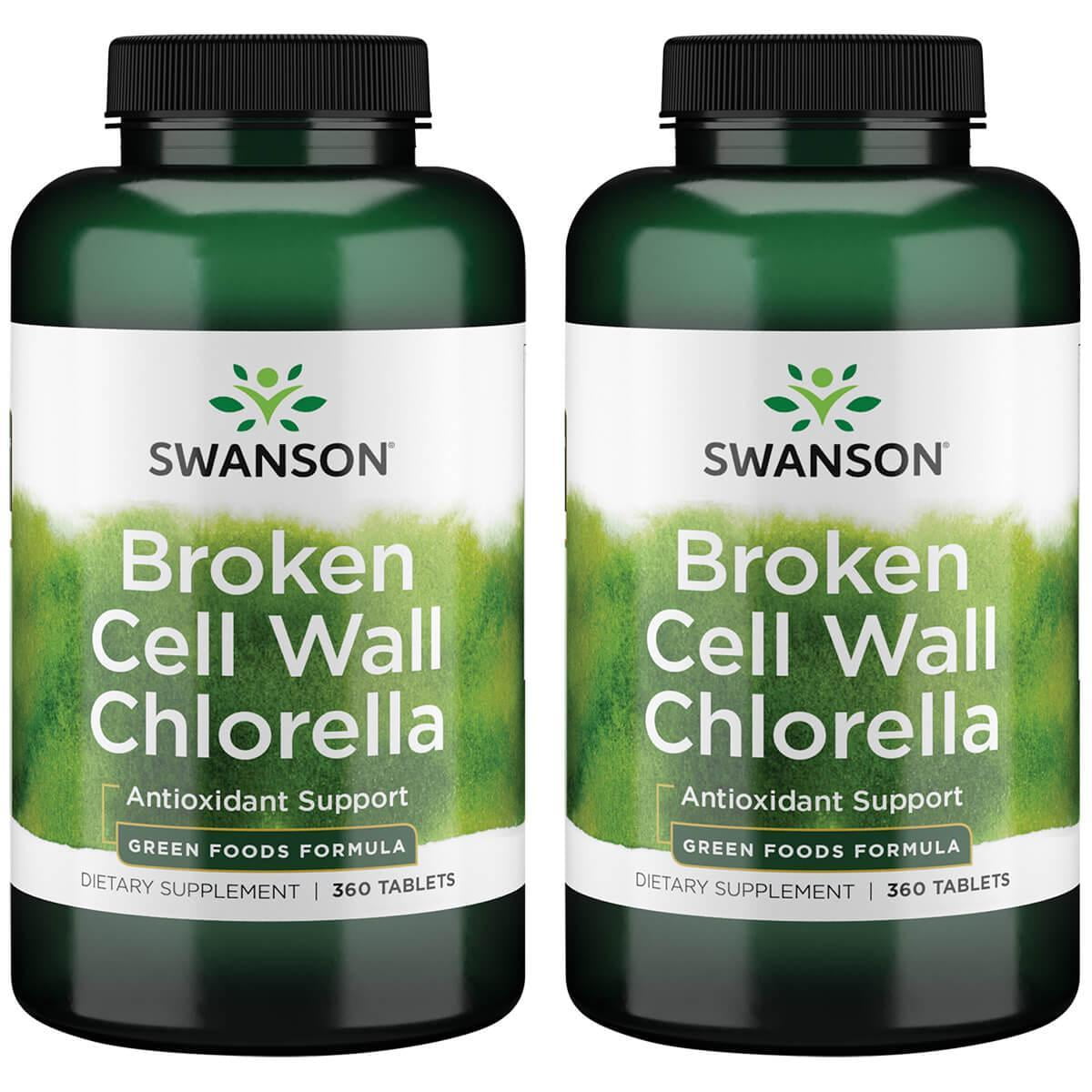 Swanson Broken Cell Wall Chlorella 500 mg 360 Vegan Tabs 2 Pack ...