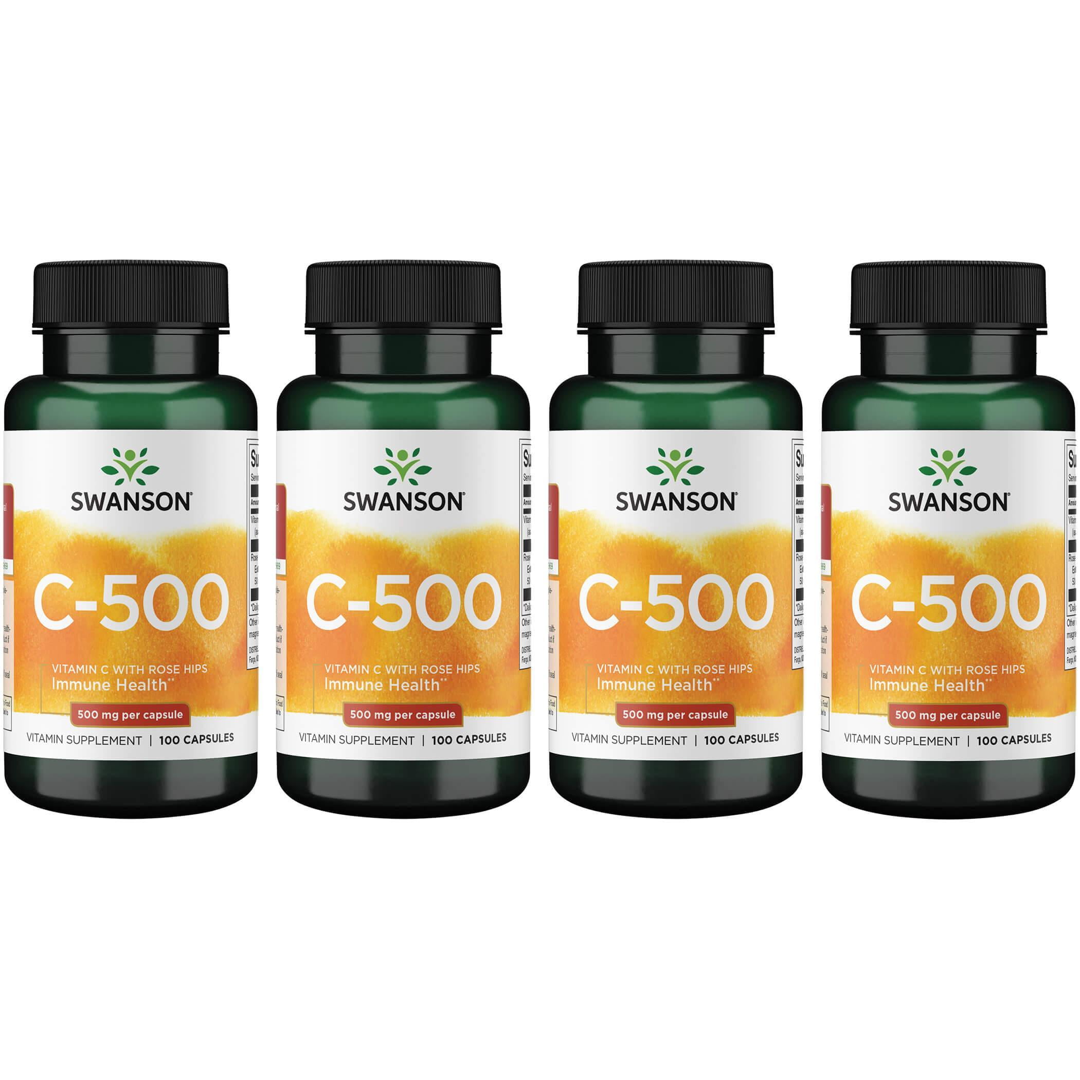 Swanson Vitamin C-500 with Rose Hips, 500mg, Antioxidant Support ...