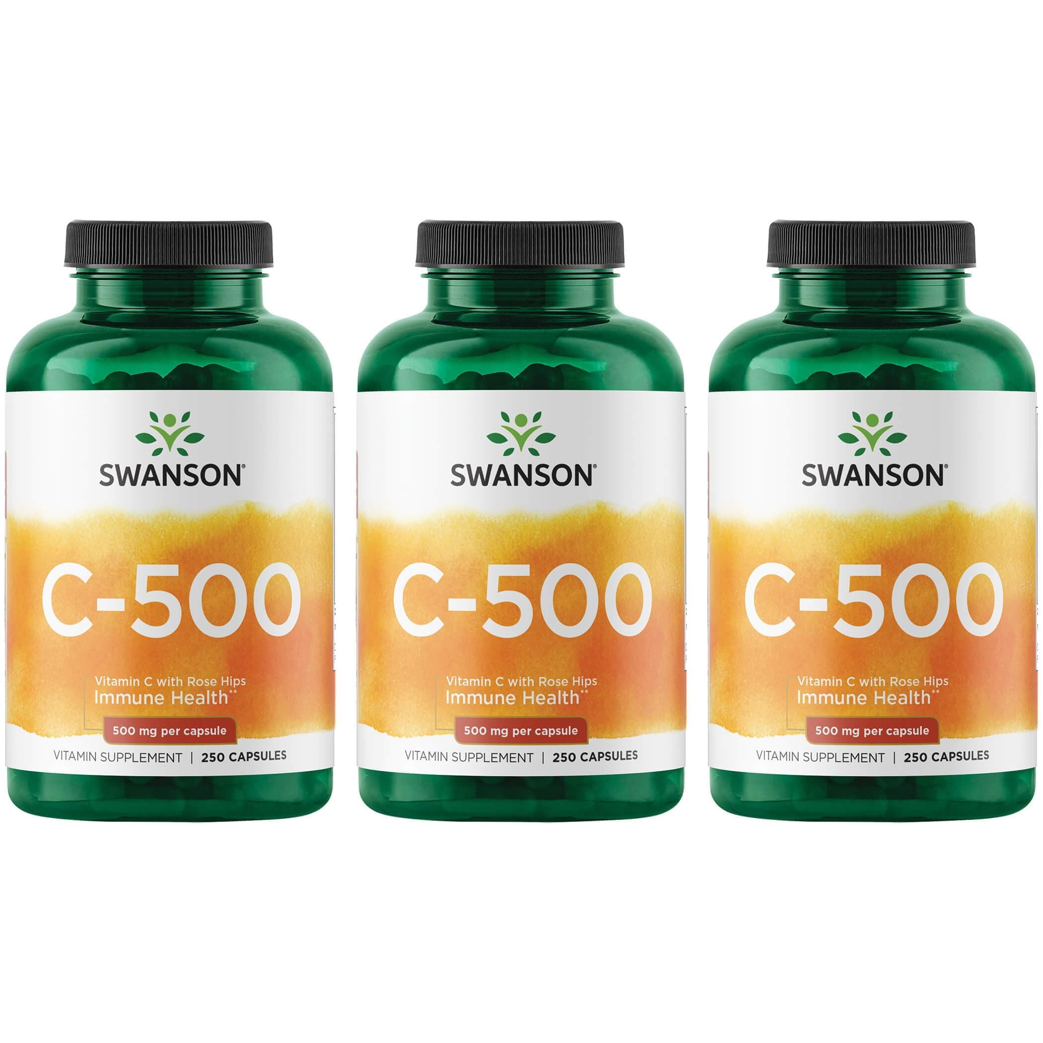 Swanson C 500 Vitamin C With Rose Hips 500 Mg 250 Caps 3 Pack