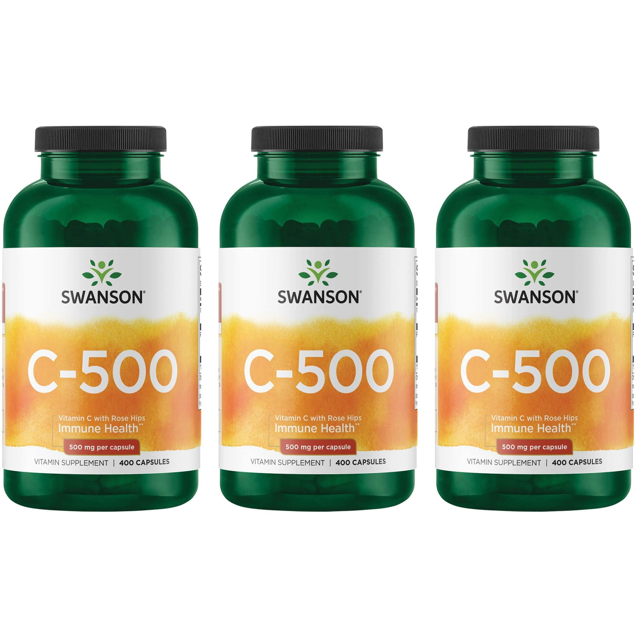 Swanson C-500 - Vitamin C with Rose Hips 500 mg 400 Caps 3 Pack ...