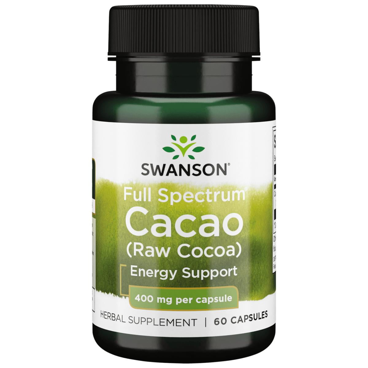 Swanson, Cacao, Full Spectrum 400 mg 60 Capsules, Raw Cocoa - Walmart.com