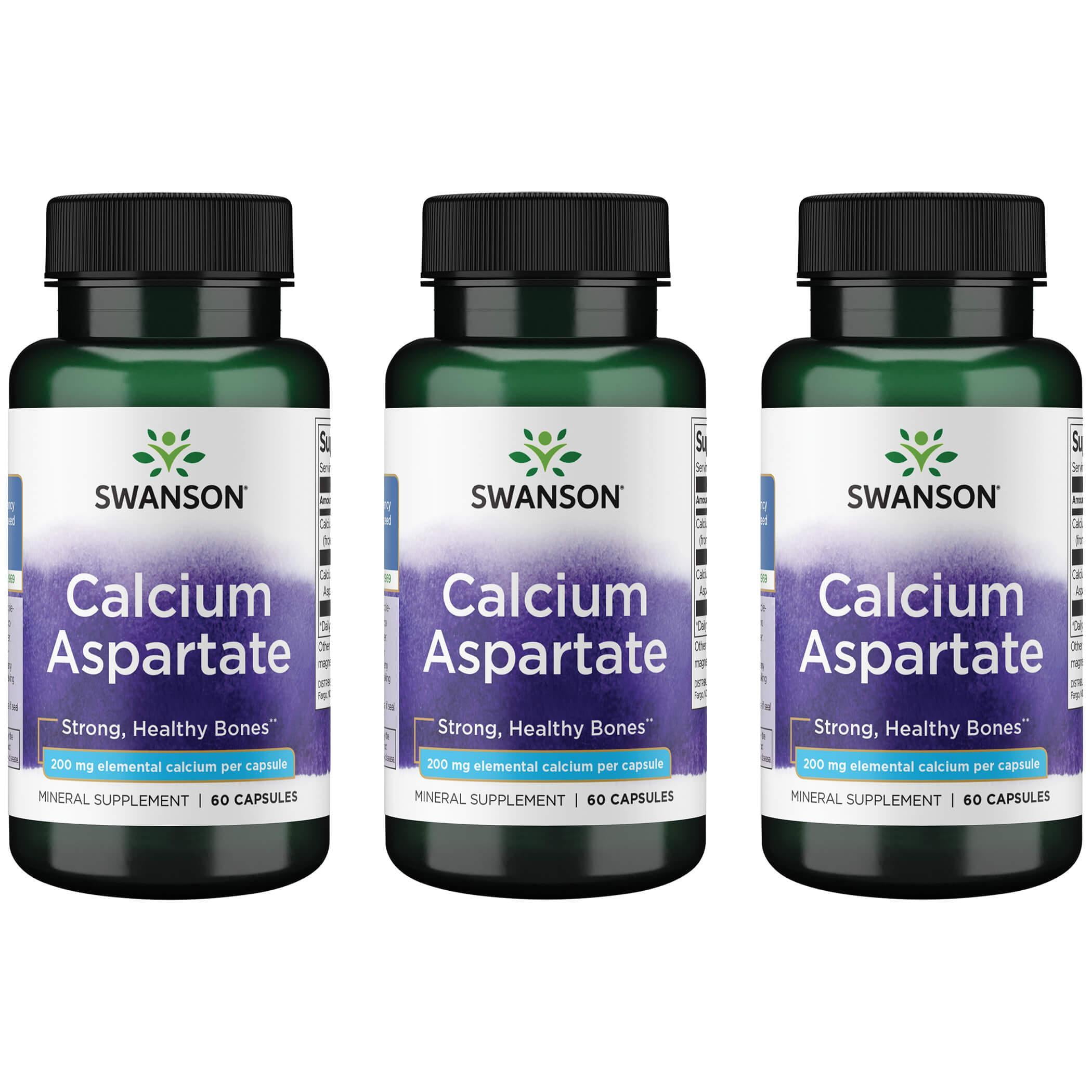 Swanson Calcium Aspartate 200 mg 60 Caps 3 Pack - Walmart.com