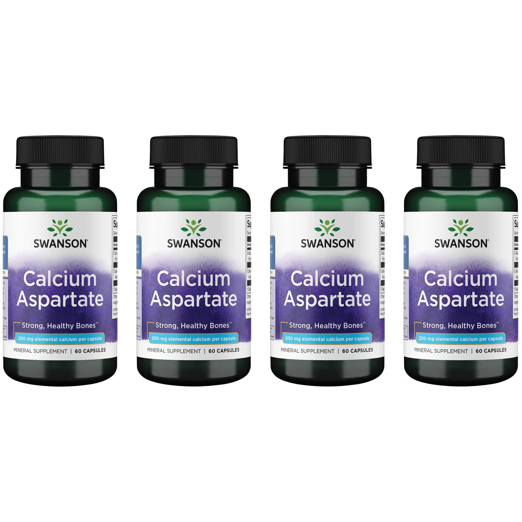 Swanson Calcium Aspartate 200 mg 60 Caps 4 Pack - Walmart.com
