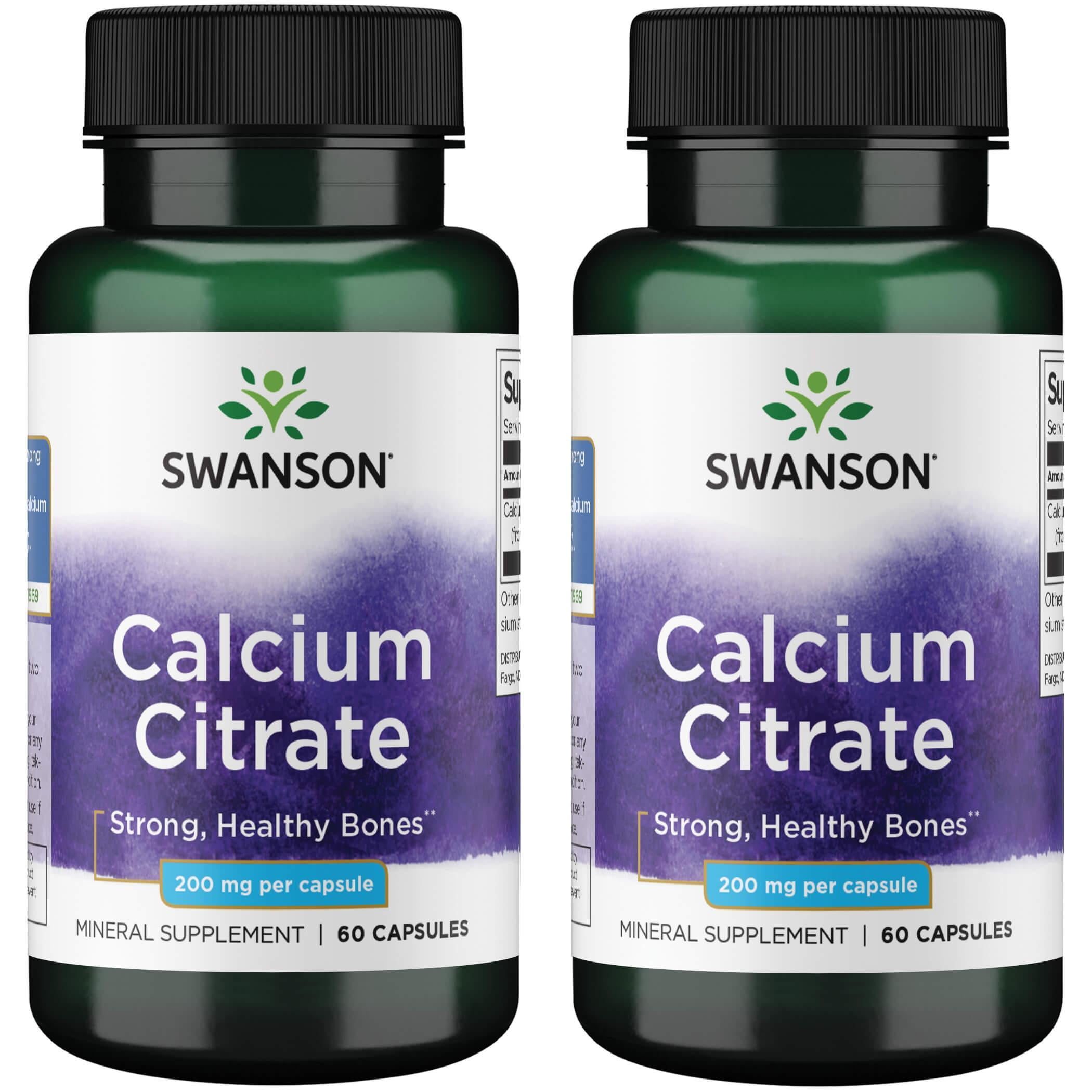 Swanson Calcium Citrate 200 mg 60 Caps 2 Pack - Walmart.com