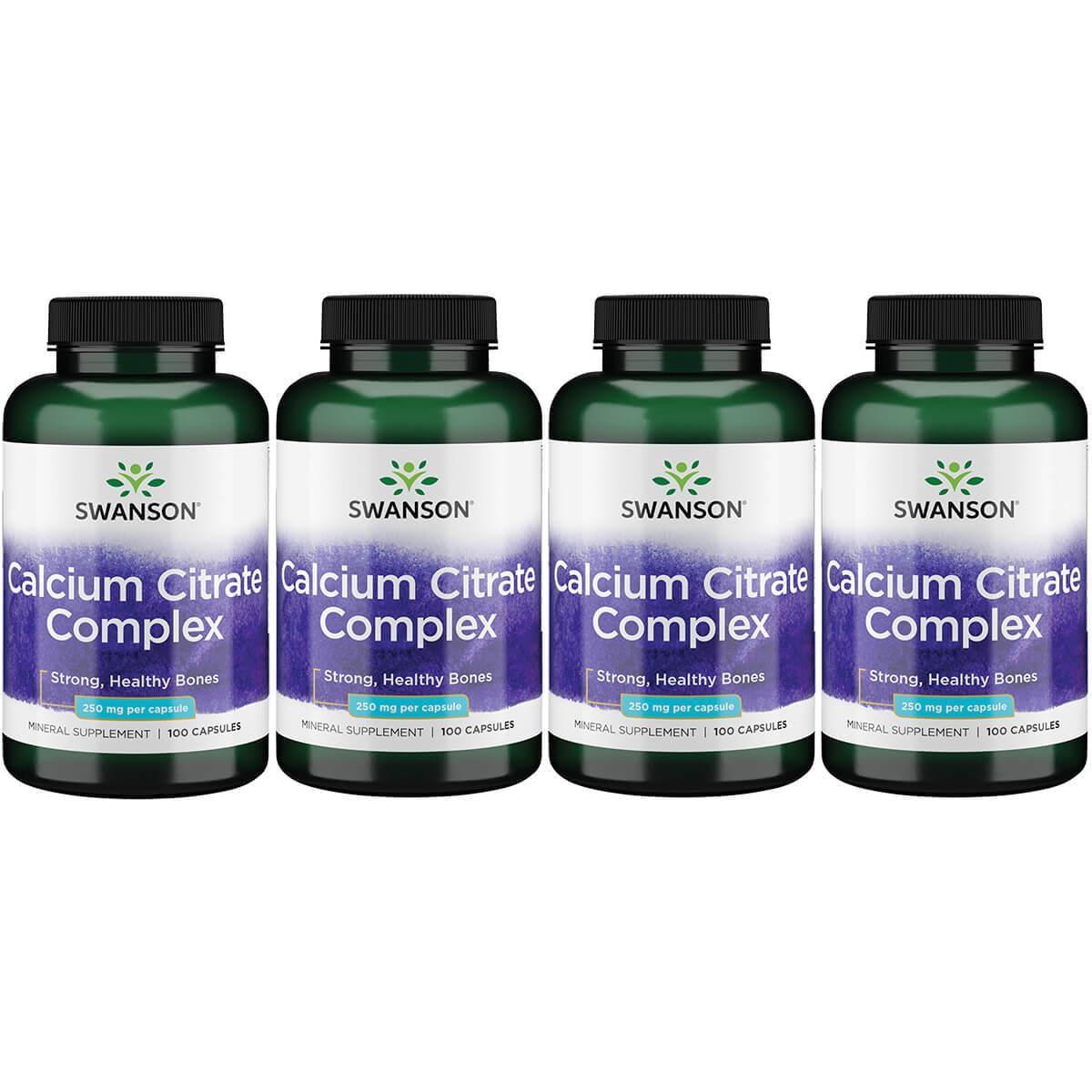 Swanson Calcium Citrate Complex 250 mg 100 Caps 4 Pack - Walmart.com
