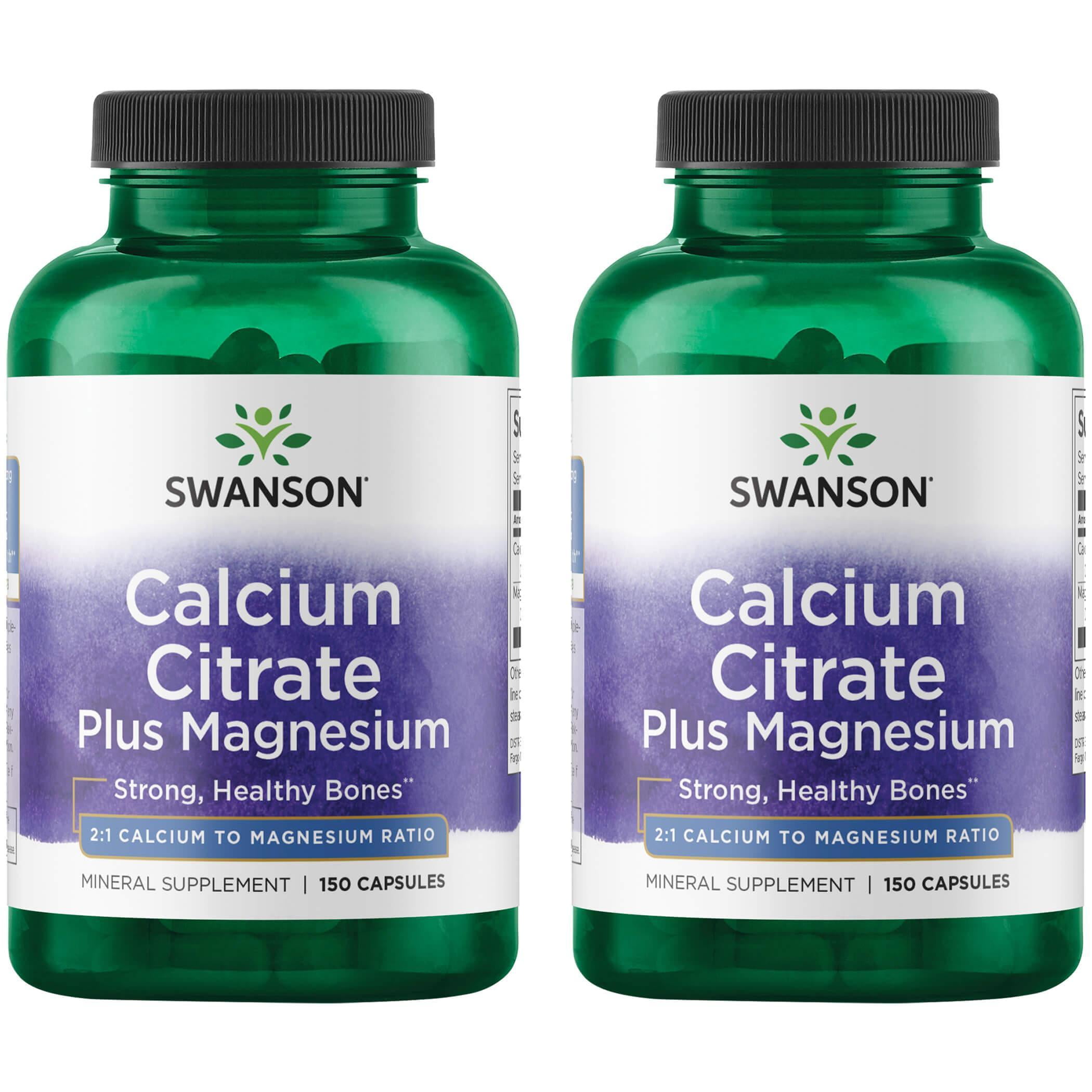Swanson Calcium Citrate Plus Magnesium, 150 Capsules Supplements, 2 ...