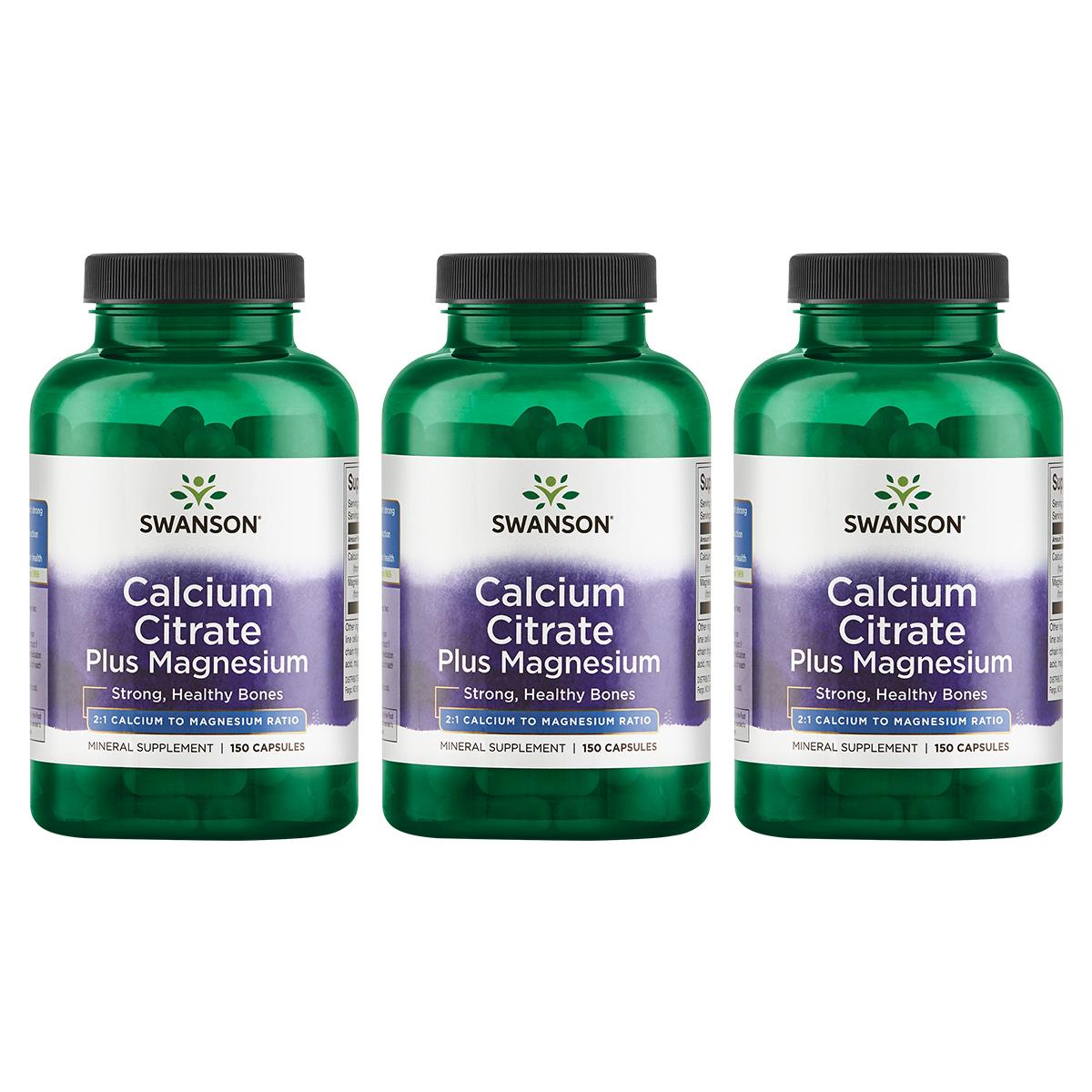 Swanson Calcium Citrate Plus Magnesium 150 Caps 3 Pack - Walmart.com