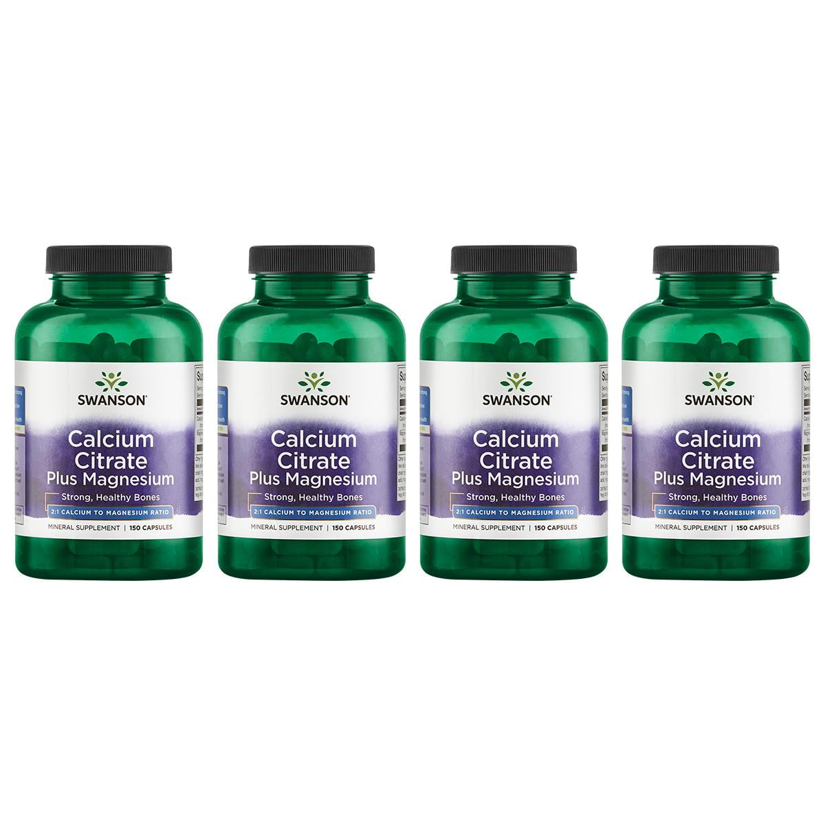 Swanson Calcium Citrate Plus Magnesium 150 Caps 4 Pack - Walmart.com