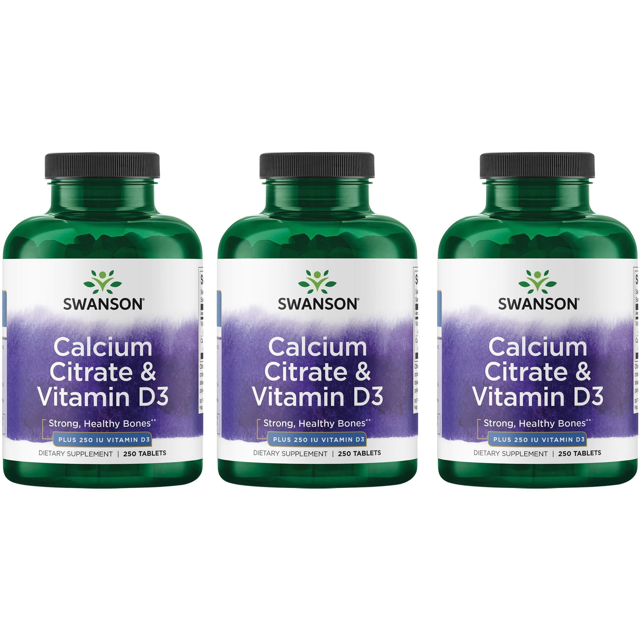 Swanson Calcium Citrate & Vitamin D3 250 Tabs 3 Pack - Walmart.com