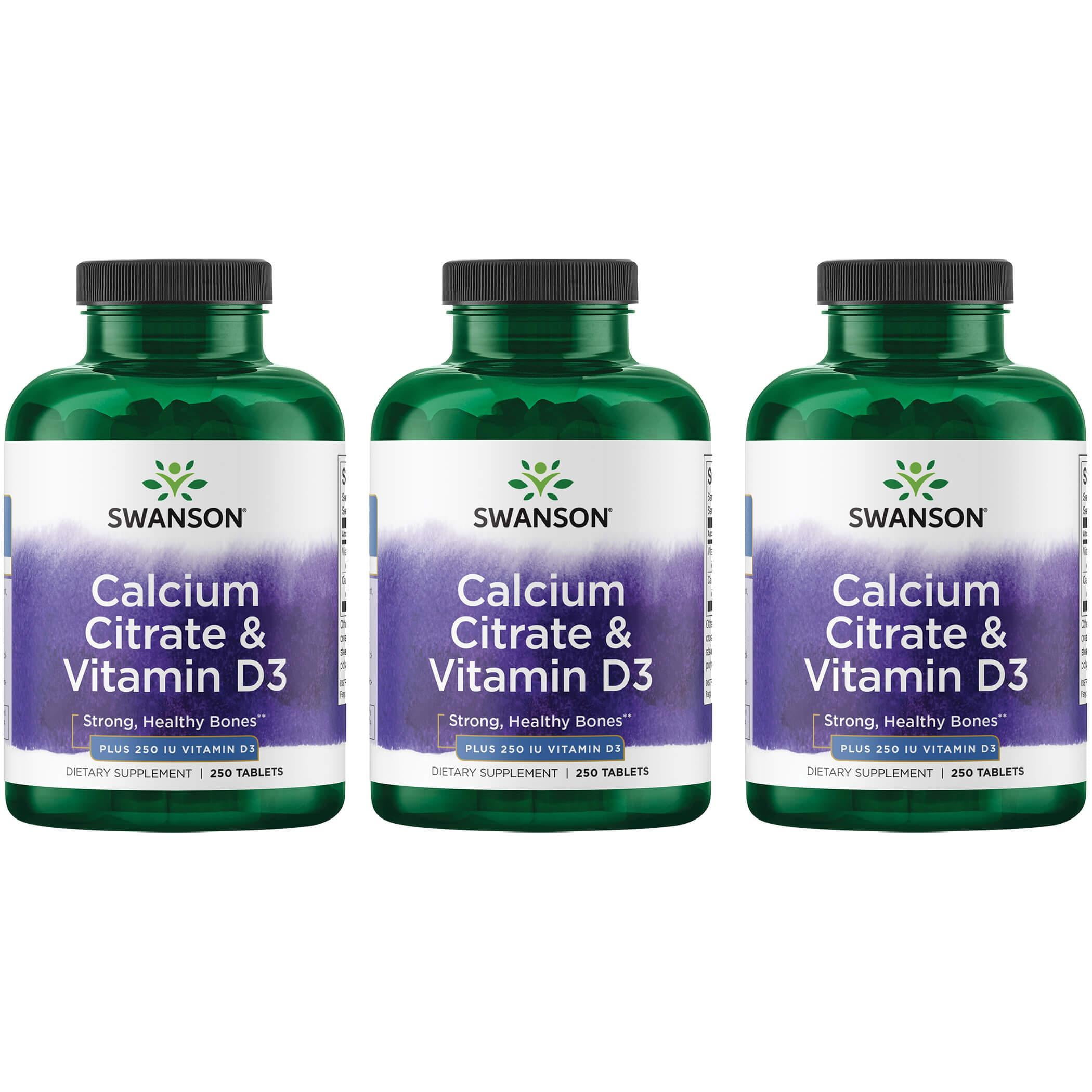 Swanson Calcium Citrate & Vitamin D3 250 Tabs 3 Pack - Walmart.com