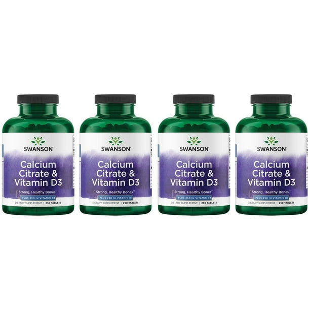Swanson Calcium Citrate & Vitamin D3 250 Tabs 4 Pack - Walmart.com